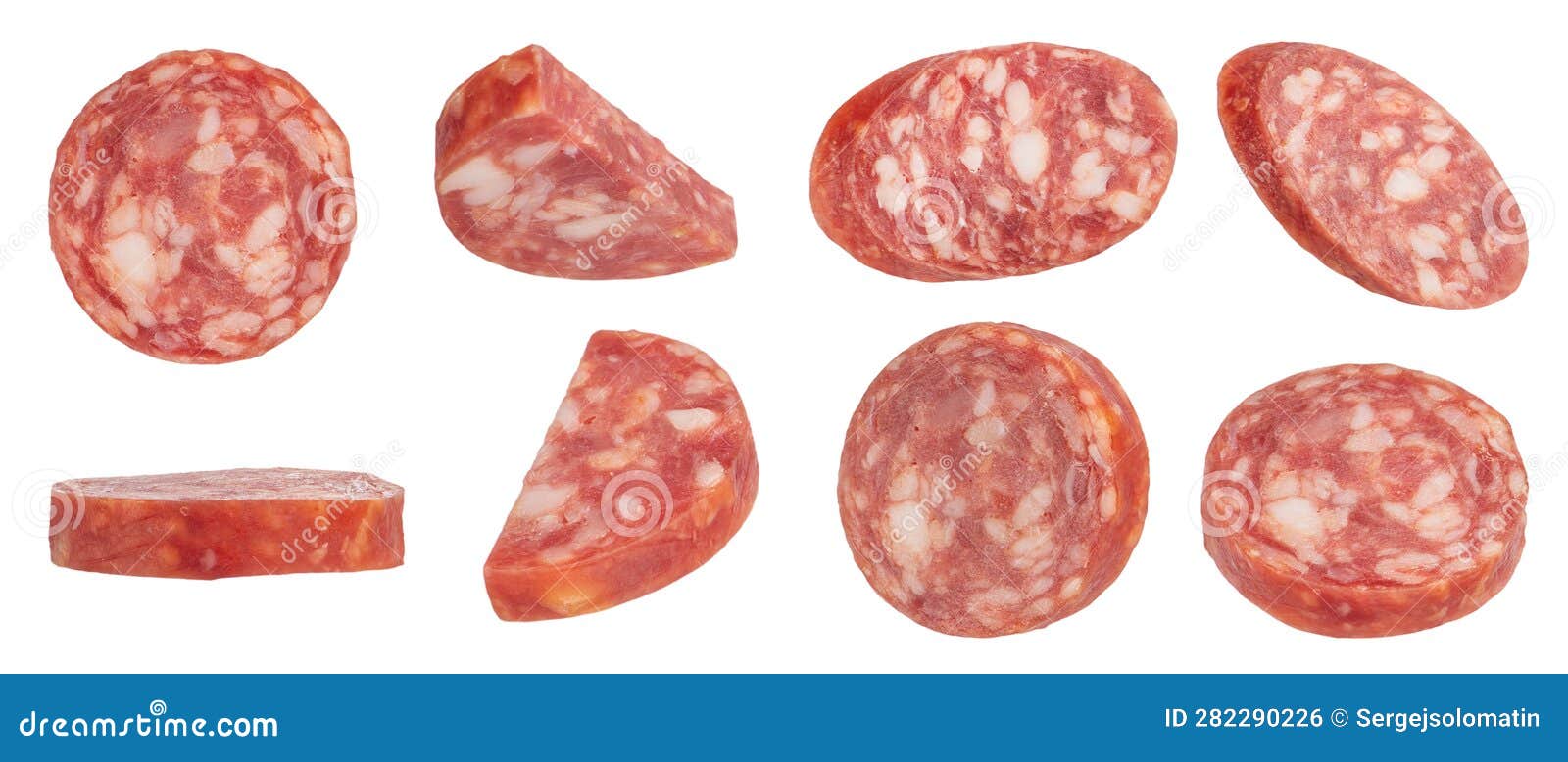 Dried Sausage Slices on a White Isolated Background. Sausage Slices in ...