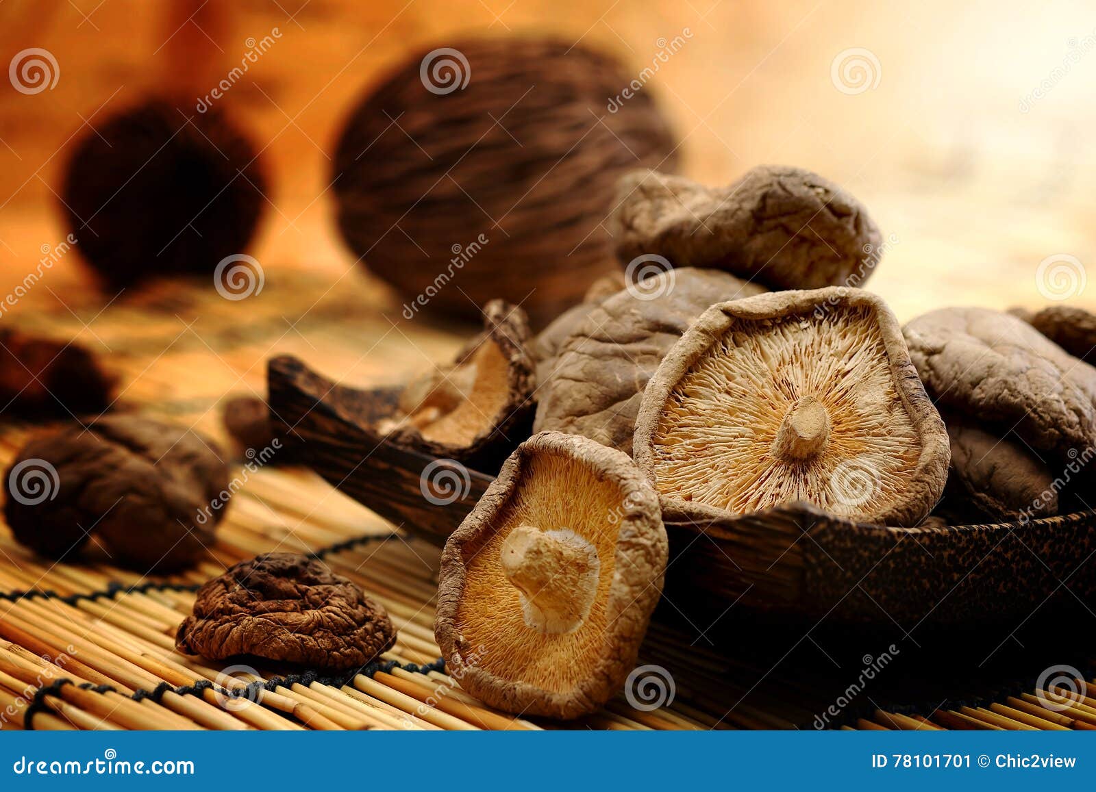 Dried Shiitake Mushroom on Mat Earth Tone Stock Image - Image of fungus ...