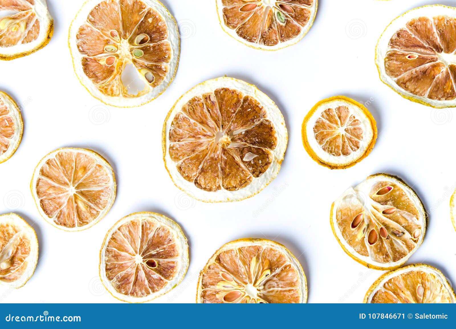 Dried Sliced Lemon Background Pattern Isolated Stock Image - Image of ...