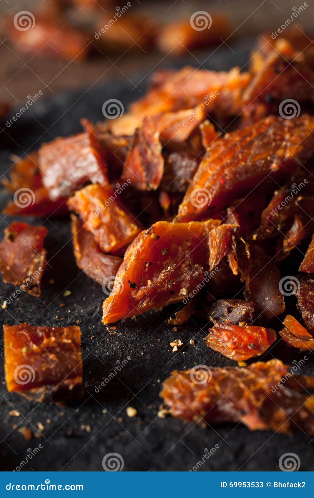Dried Smoked Salmon Jerky stock image. Image of food - 69953533