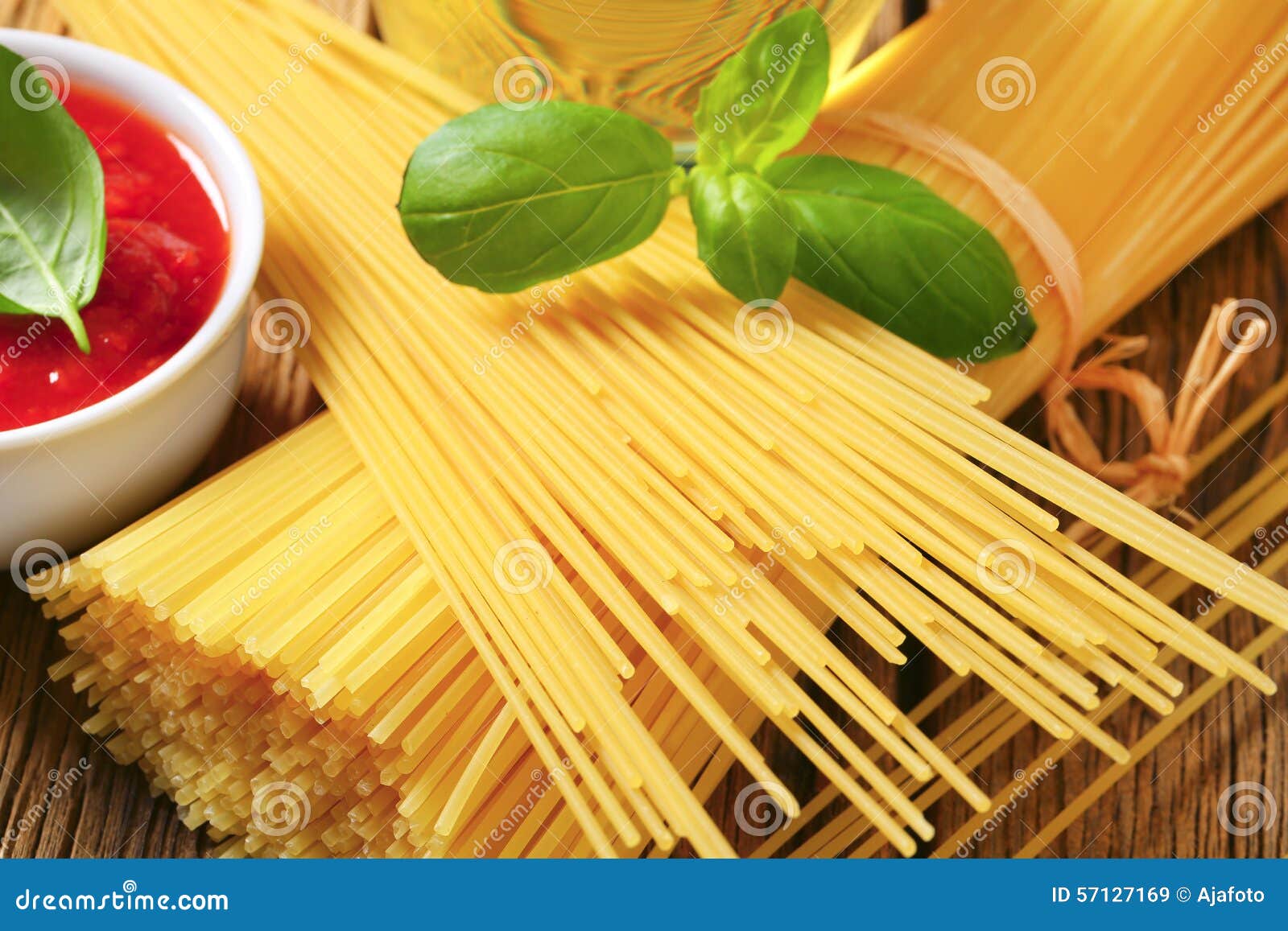 Dried Spaghetti and Tomato Puree Stock Image - Image of puree, bowl ...