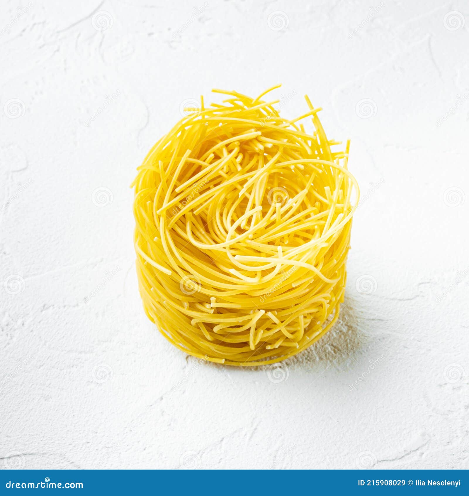 Dried Taglierini , on White Stone Surface, Square Format Stock Image ...