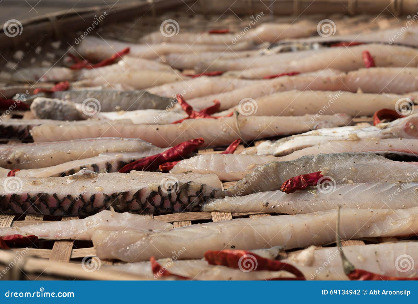 Dried Tilapia Fish with Chili Stock Photo - Image of animal, mango ...