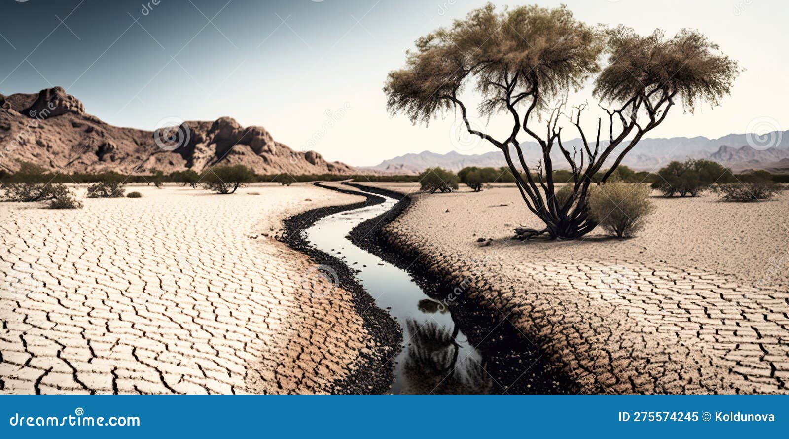 A Dried-up Riverbed Emphasizing the Urgency of Water, Concept of ...