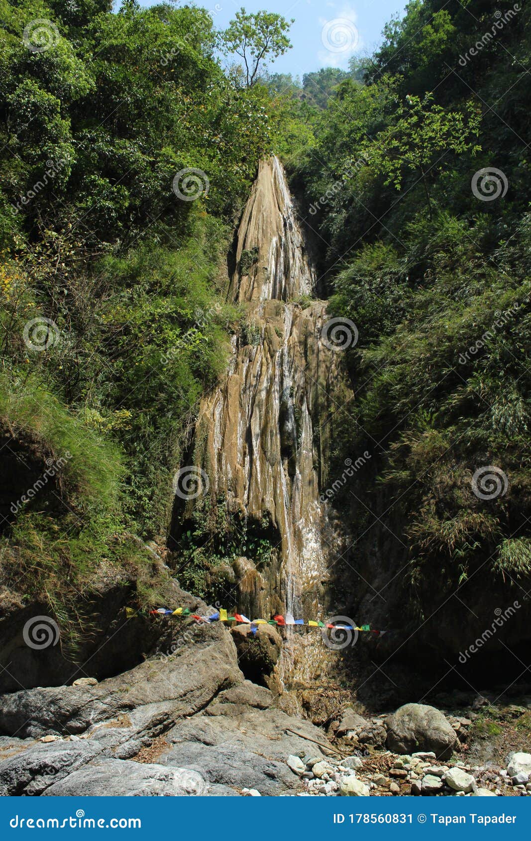 Dried Up Waterfall in a Green Mountain Stock Image - Image of close ...