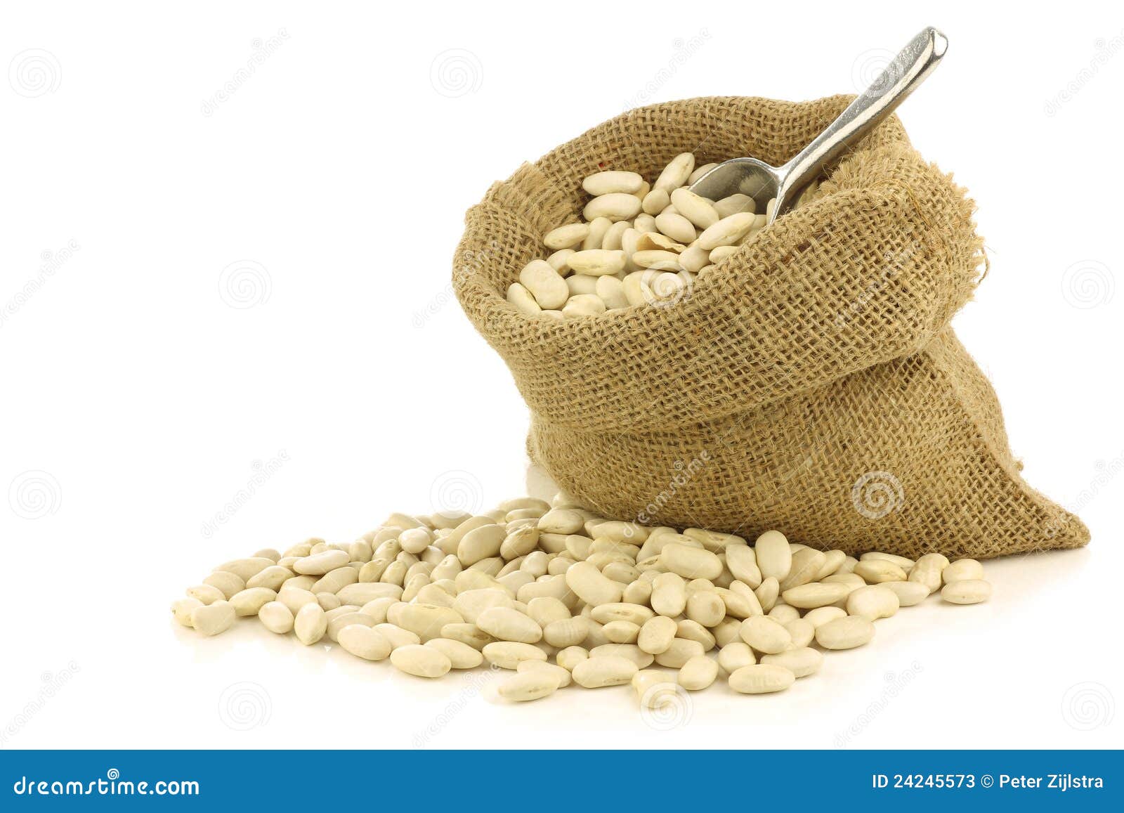 Dried White Beans In A Burlap Bag Stock Image - Image of bunch ...