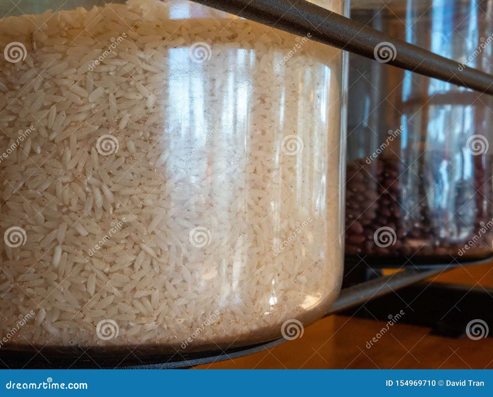 Dried White Rice Sitting in Large Glass Jar Sitting on Shelf Stock ...