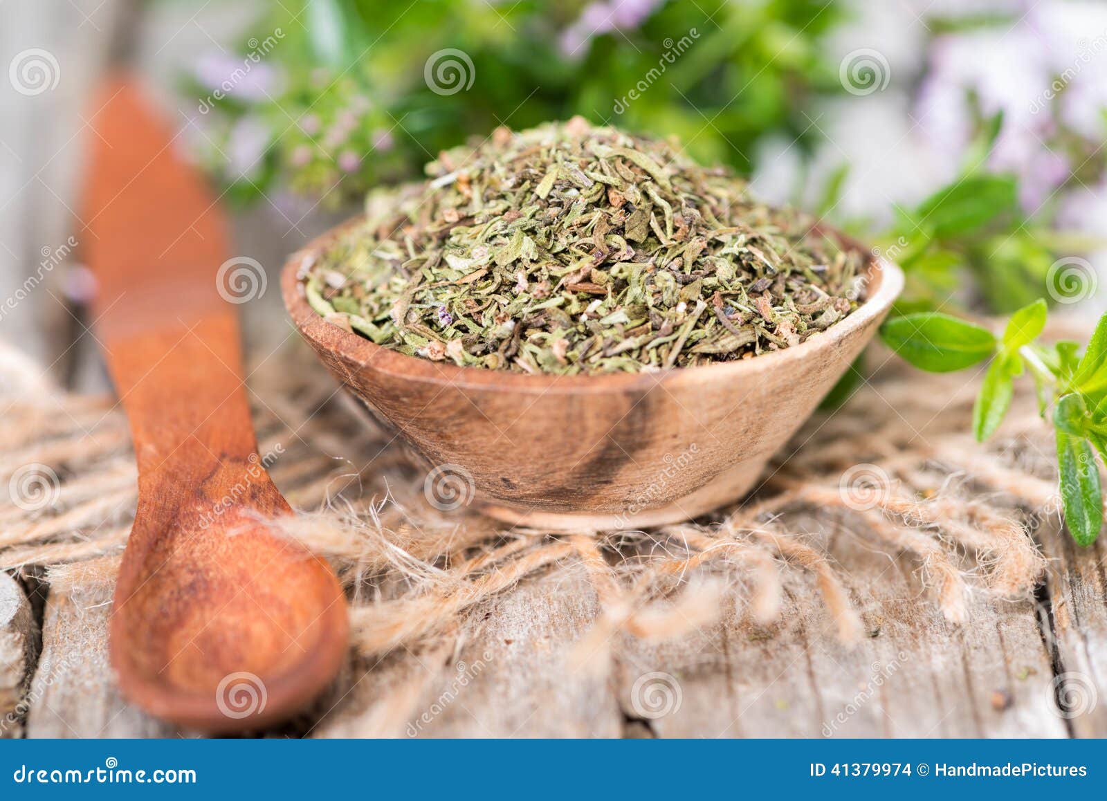Dried Winter Savory in a Bowl Stock Photo - Image of natural, closeup ...