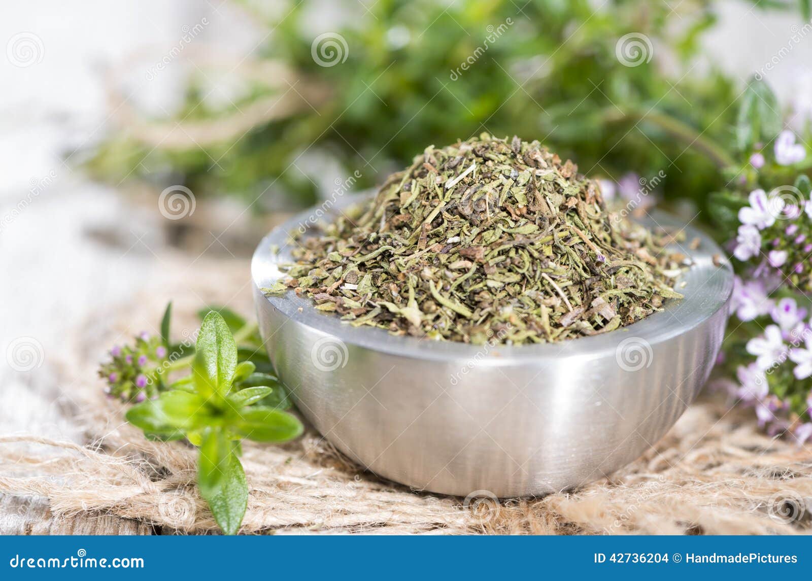 Dried Winter Savory in a Bowl Stock Photo - Image of flower, herb: 42736204