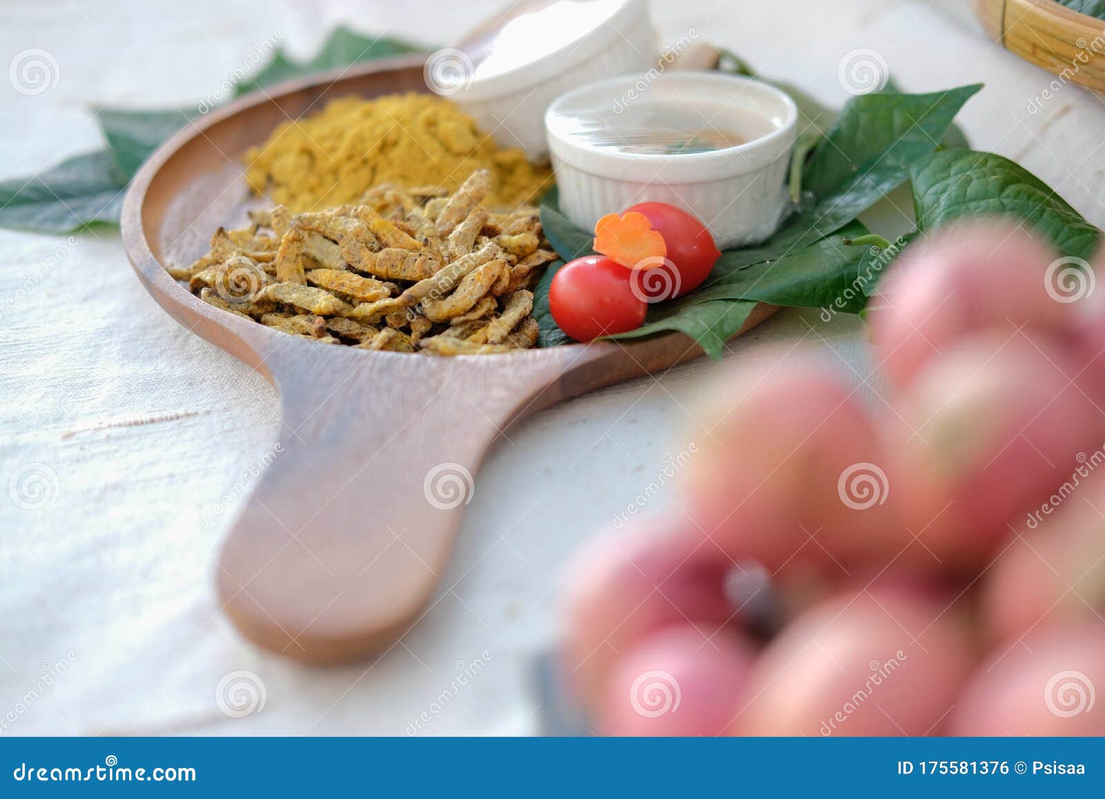 Dried Worm Powder with Vegetable. Food Ingredient for Mixing with Curry ...
