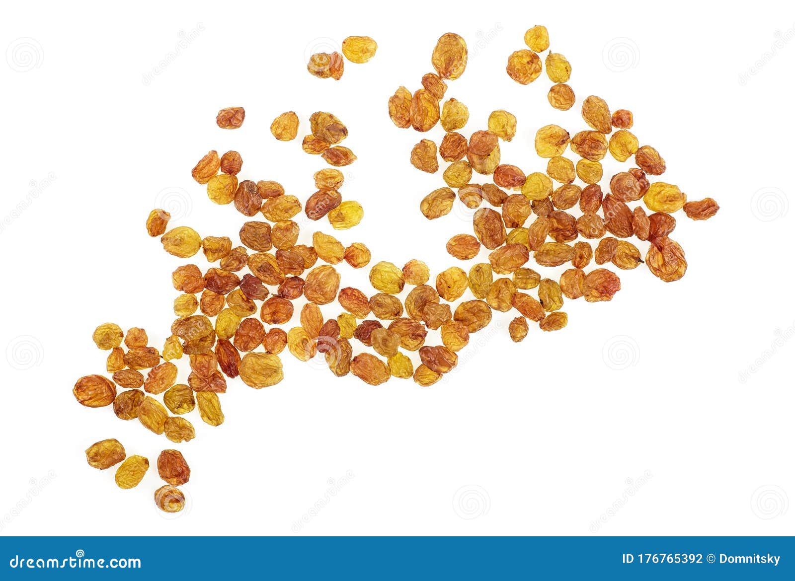 Dried Yellow Raisins Isolated on White Background, Top View Stock Photo ...