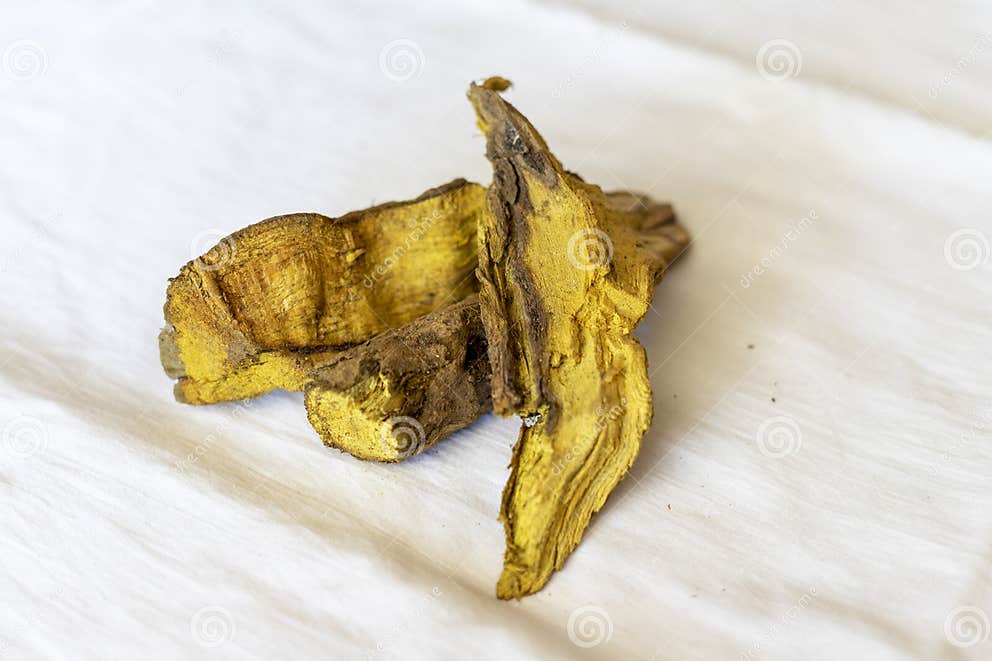 Dried Yellow Root Herb on White Background Stock Photo - Image of ...