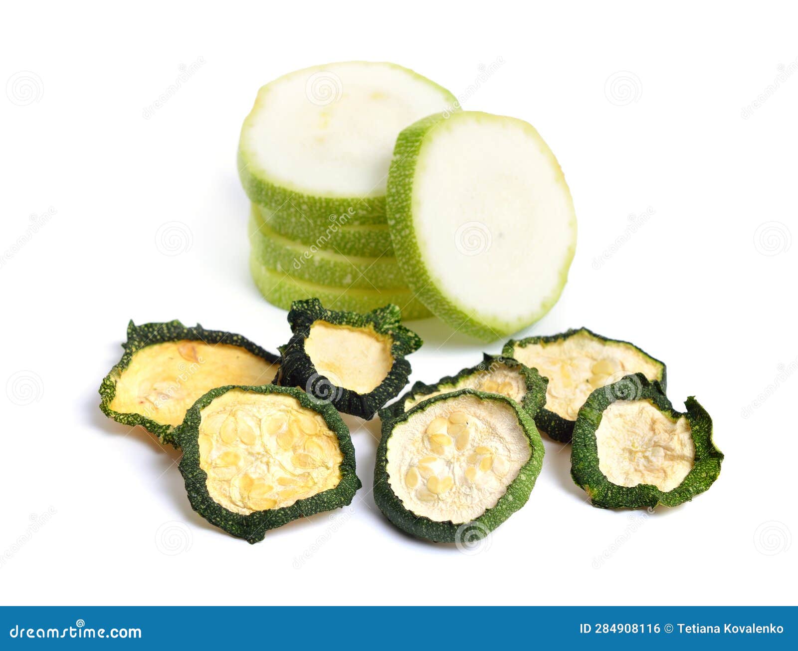Dried Zucchini Slices Isolated on White Background Stock Photo - Image ...