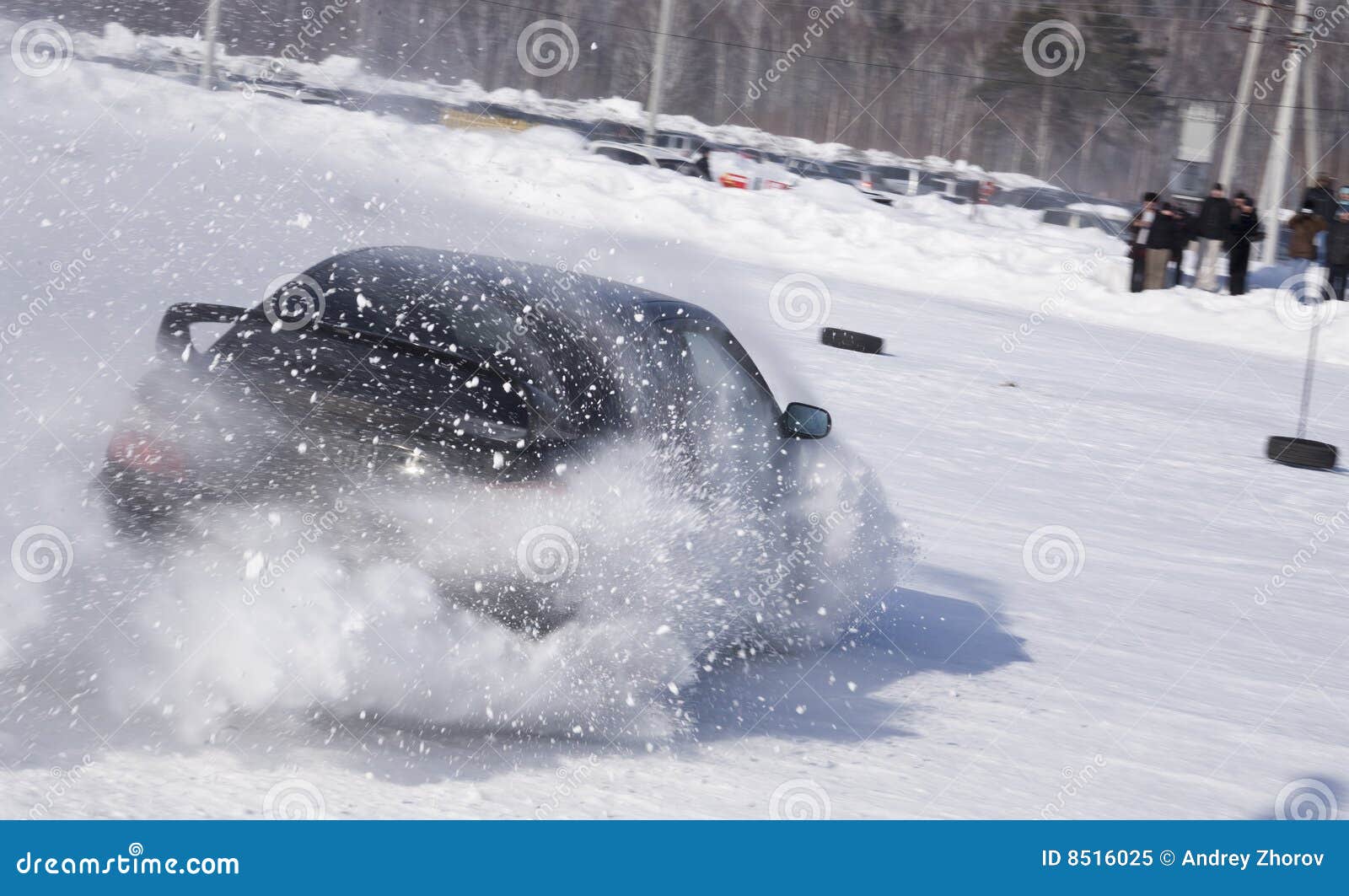 A Sport Car Which is Drifting in the Cloud of Snow Stock Image - Image ...