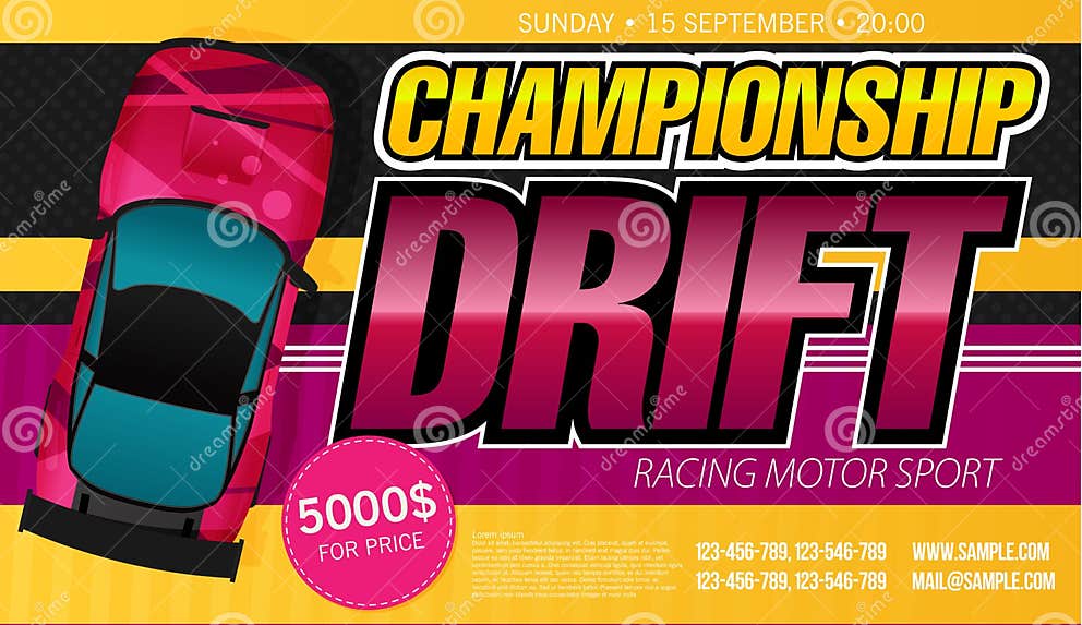Drift Banner for Web or Print. Flat Vector Stock Vector - Illustration ...