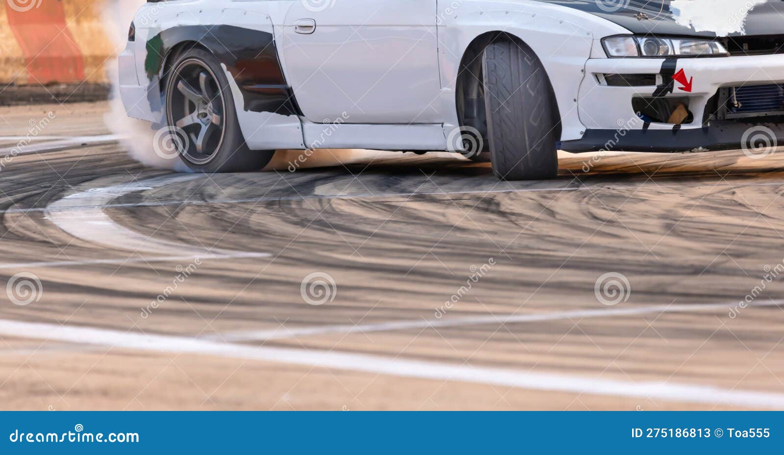 Drift Car Burning Tires on Speed Track Stock Image - Image of burn ...