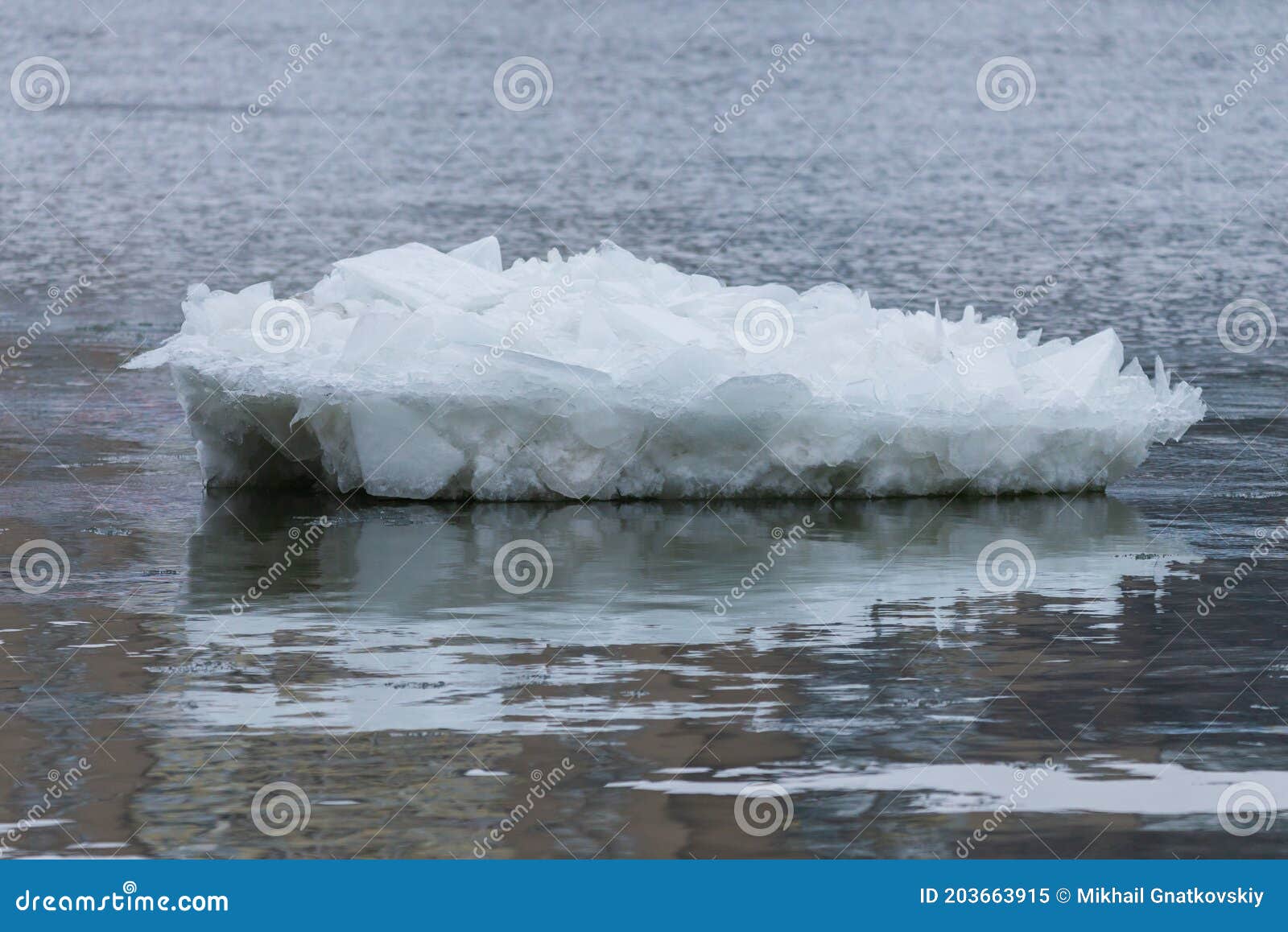 Drifting Iceberg Floes Float on the Water. Breaking of the Ice on the ...