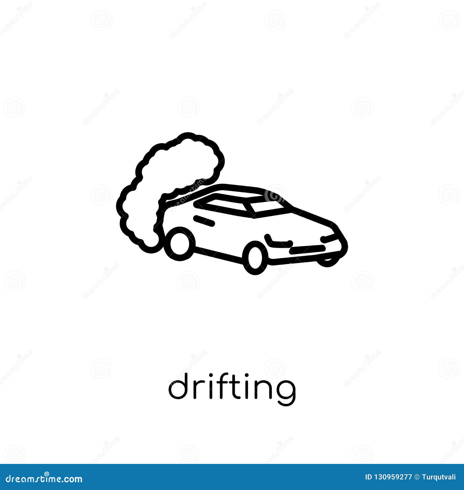 Drifting Icon On White Background. Drift Car Cartoon Vector ...