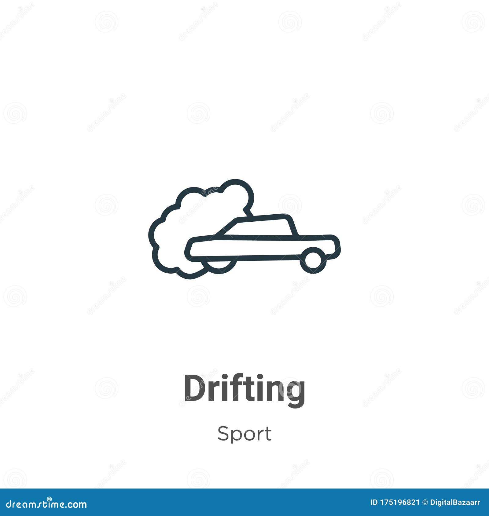 Drifting Outline Vector Icon. Thin Line Black Drifting Icon, Flat ...