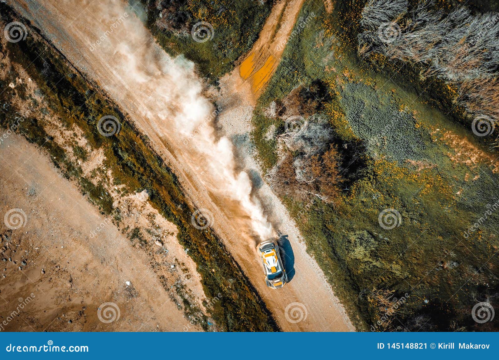 Drifting Rally Car. Overhead View Stock Image - Image of racer, road ...
