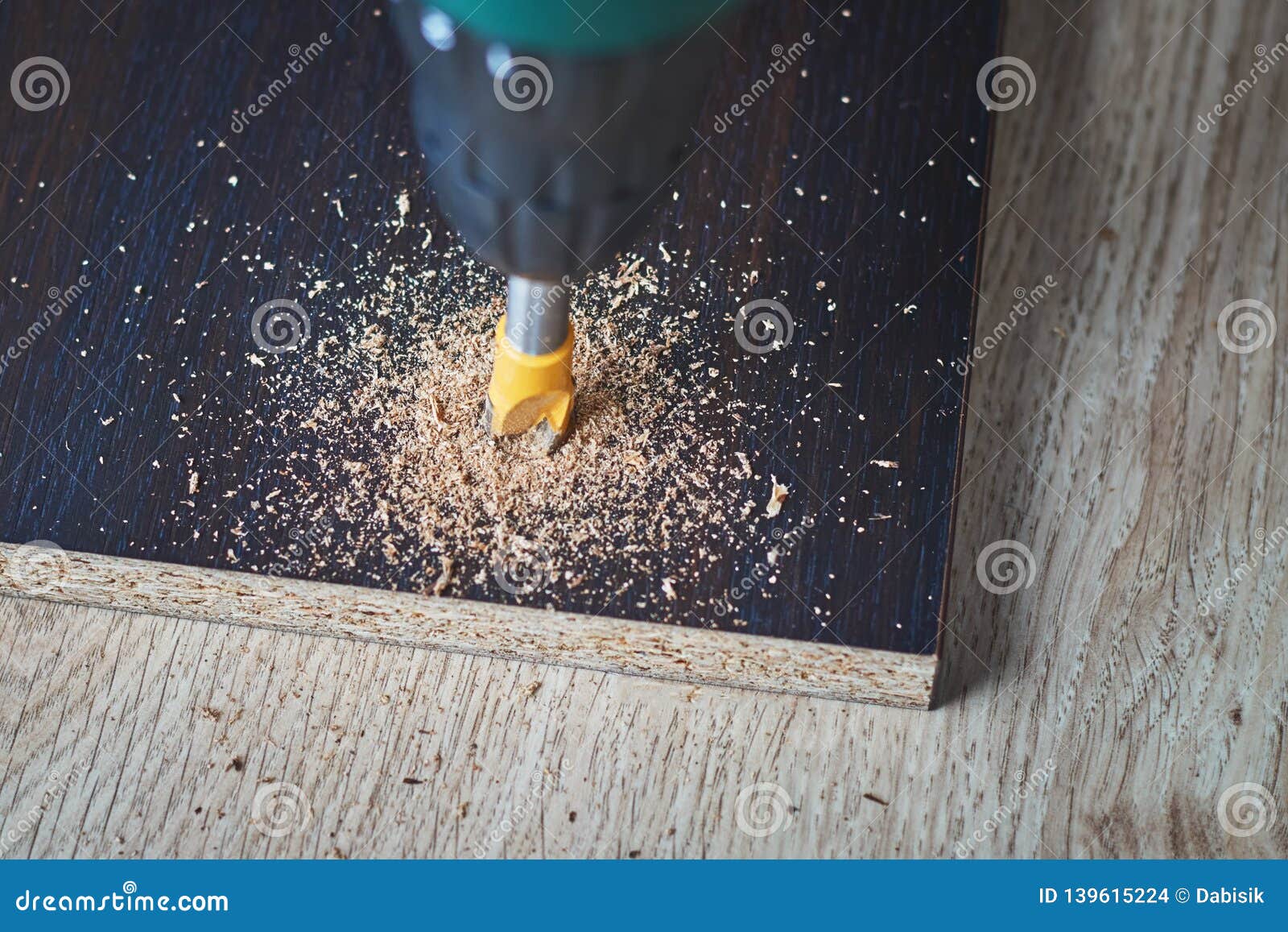 Drill Bit are Drilling Boards, Wooden Processing Stock Photo - Image of ...
