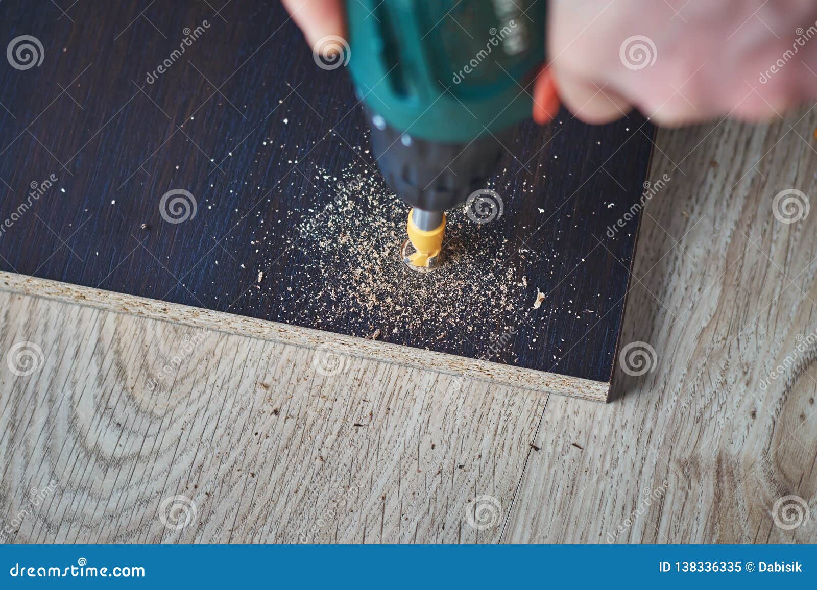 Drill Bit are Drilling Boards, Wooden Processing Stock Image - Image of ...