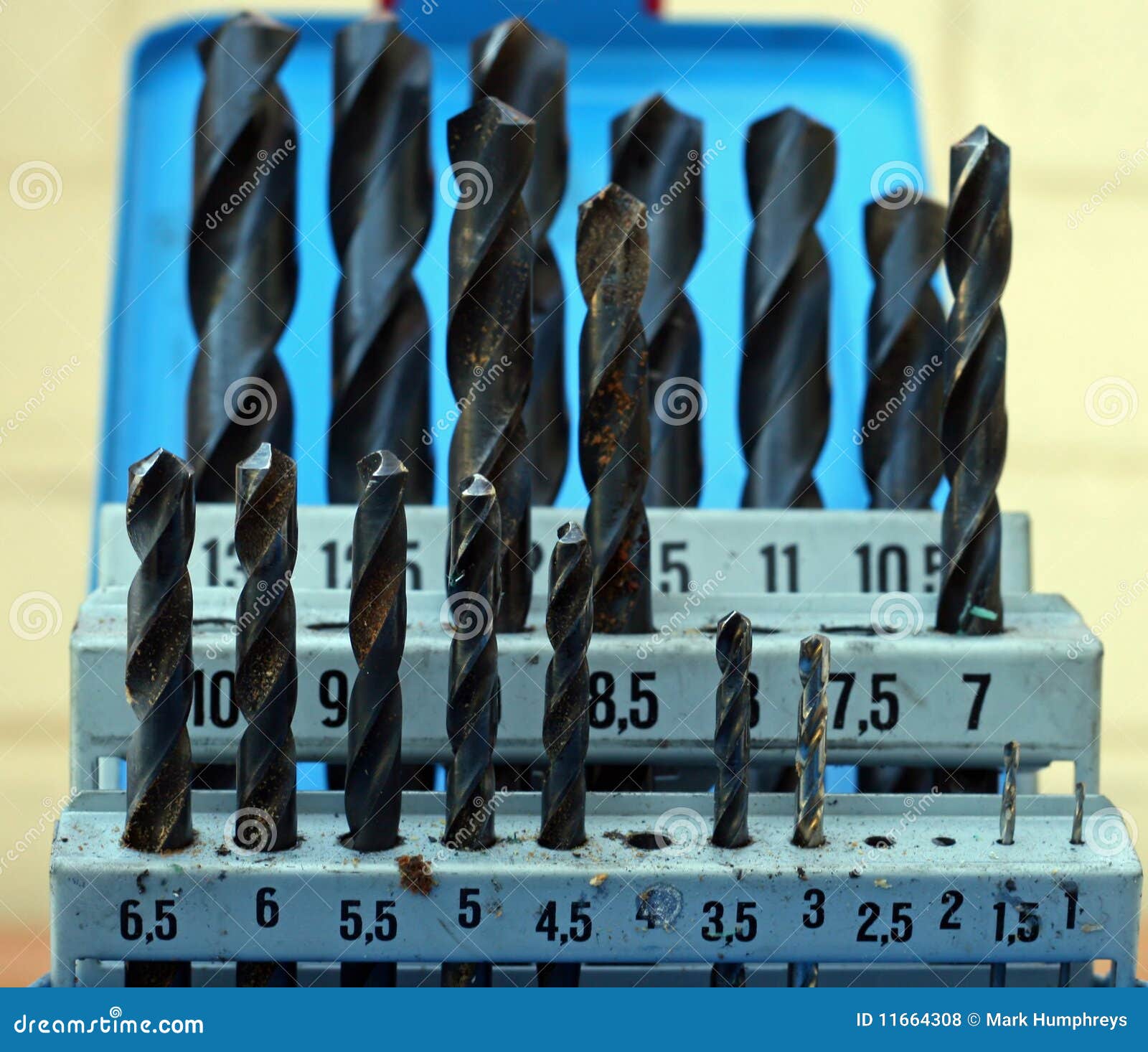 Drill bits in box. stock photo. Image of millimetres - 11664308