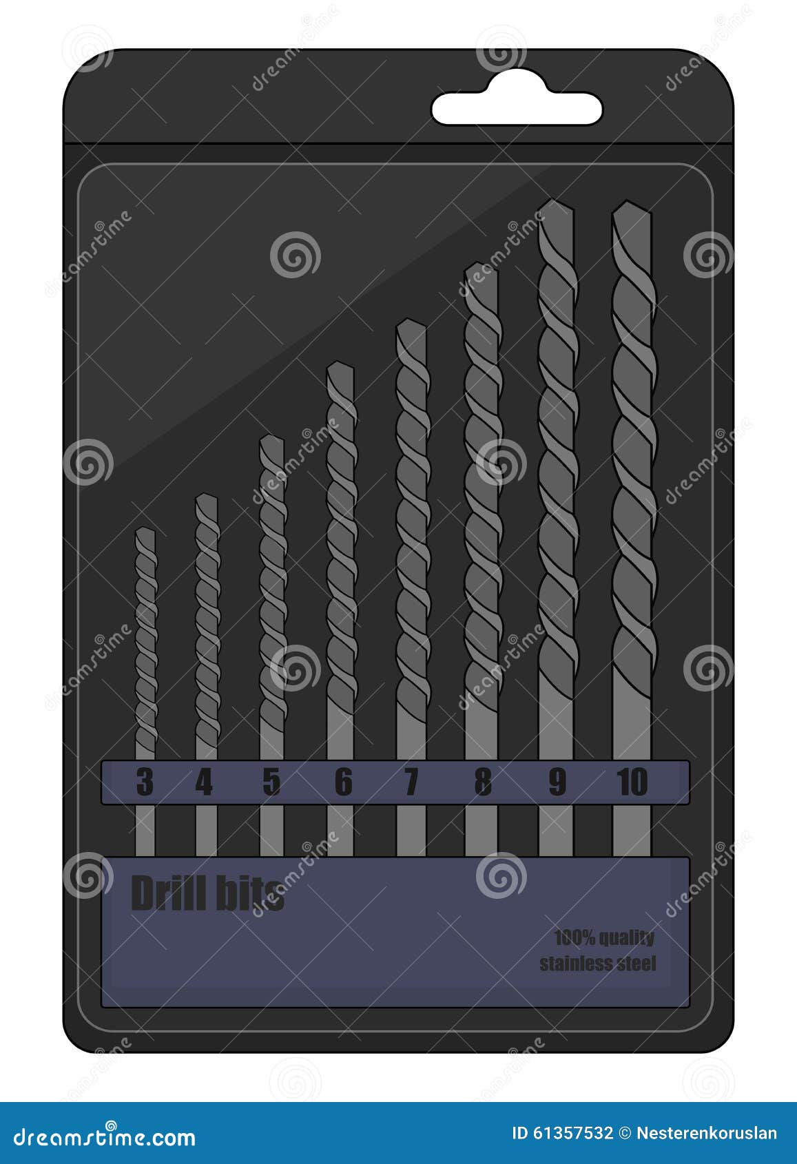 Drill bits box. Color stock vector. Illustration of equipment - 61357532