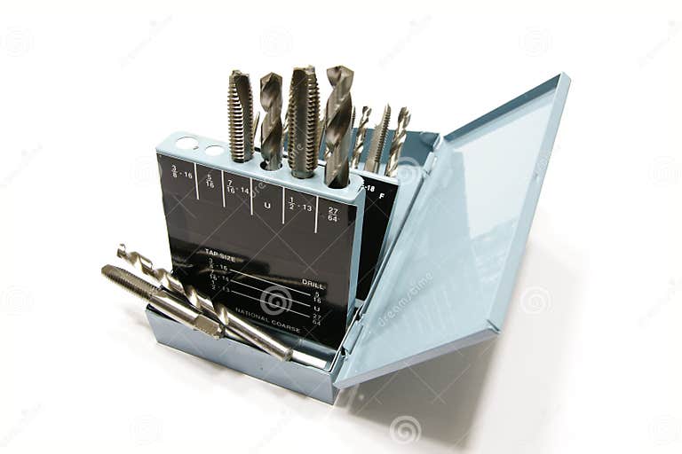 Drill Bits and Taps in a Metal Box Stock Image - Image of speciality ...