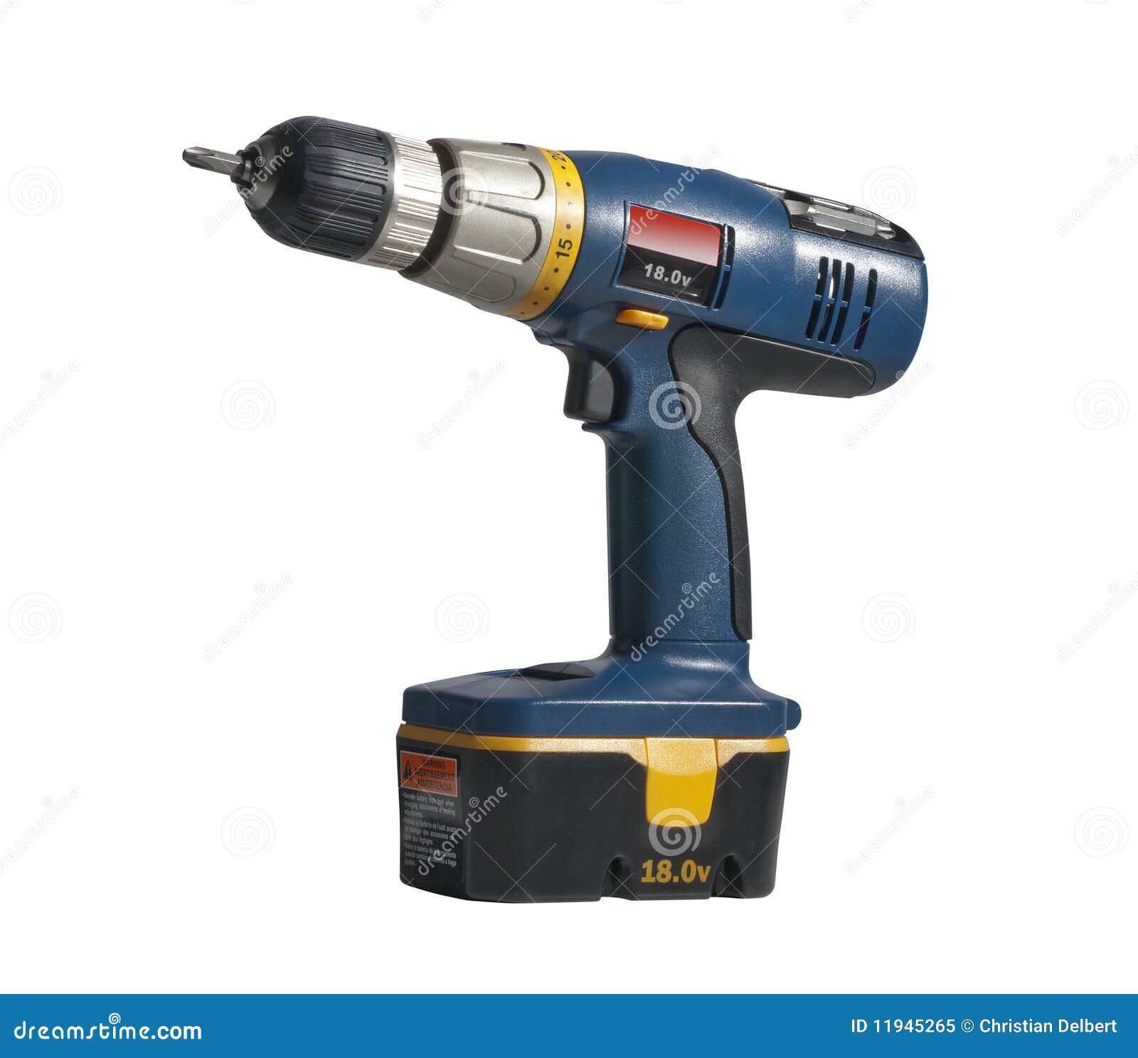 Drill in Blue and Yellow, Isolated Stock Image - Image of tool ...