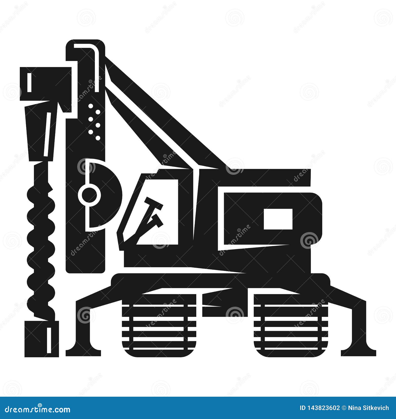 Drill Excavator Icon, Simple Style Stock Vector - Illustration of ...