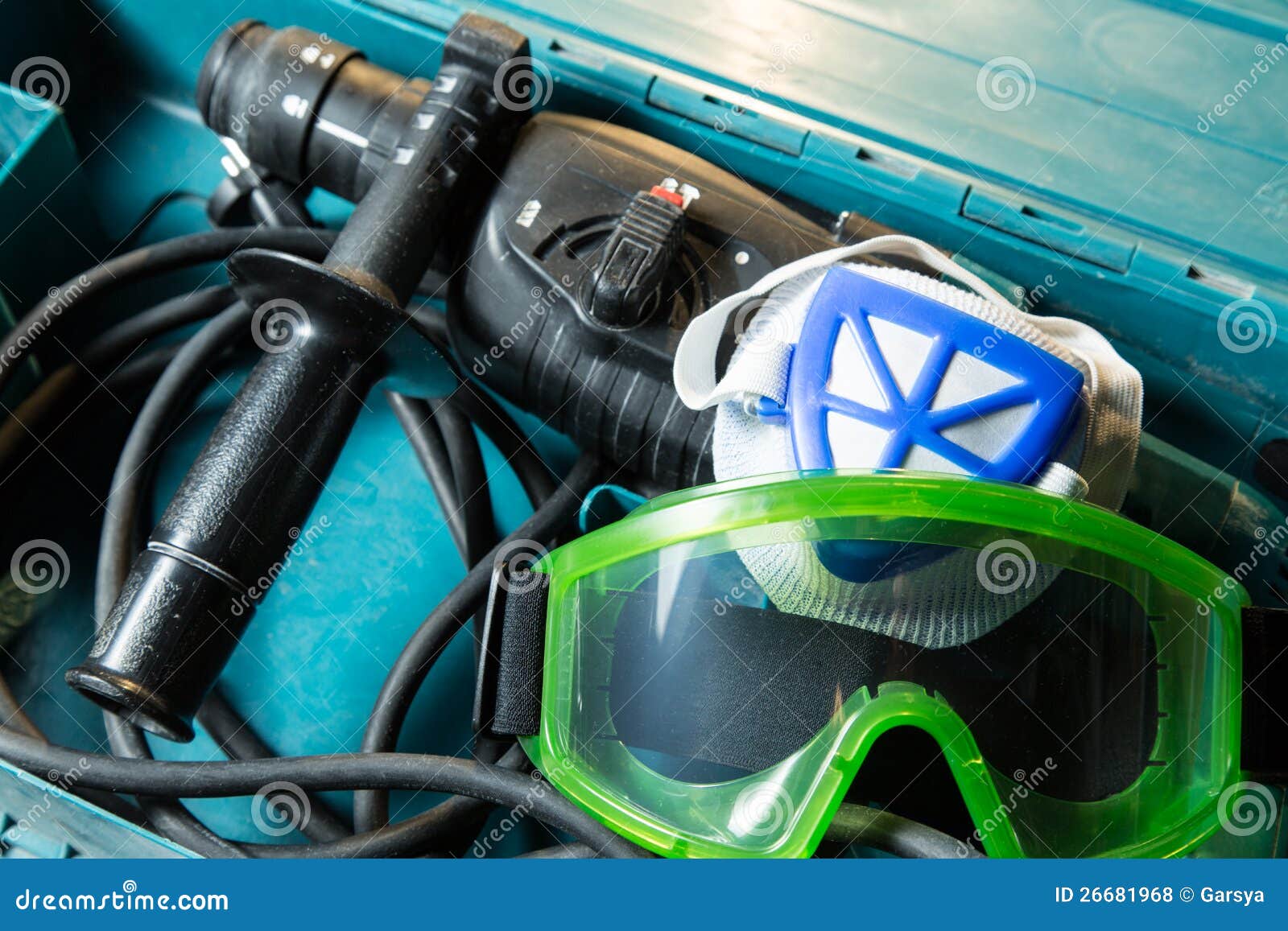 Drill and goggles stock photo. Image of protect, instrument - 26681968