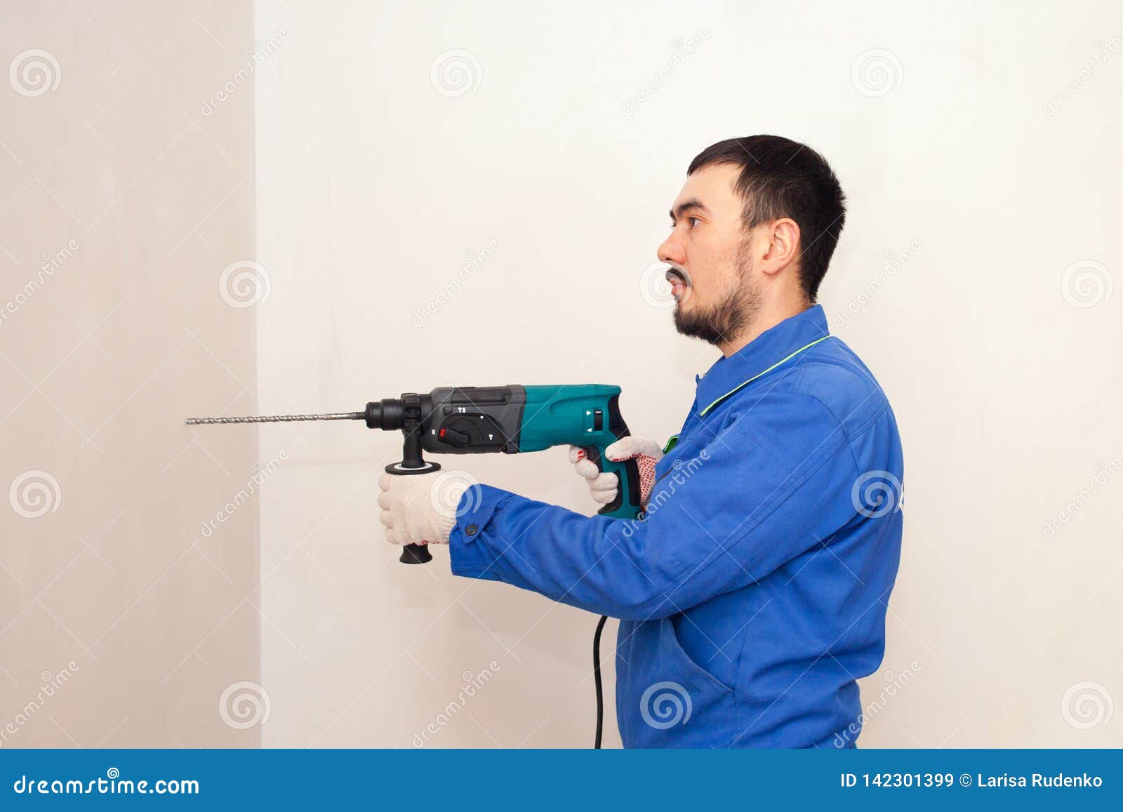 Working the Wall Drill Impact Drill, Hammer Stock Image - Image of ...