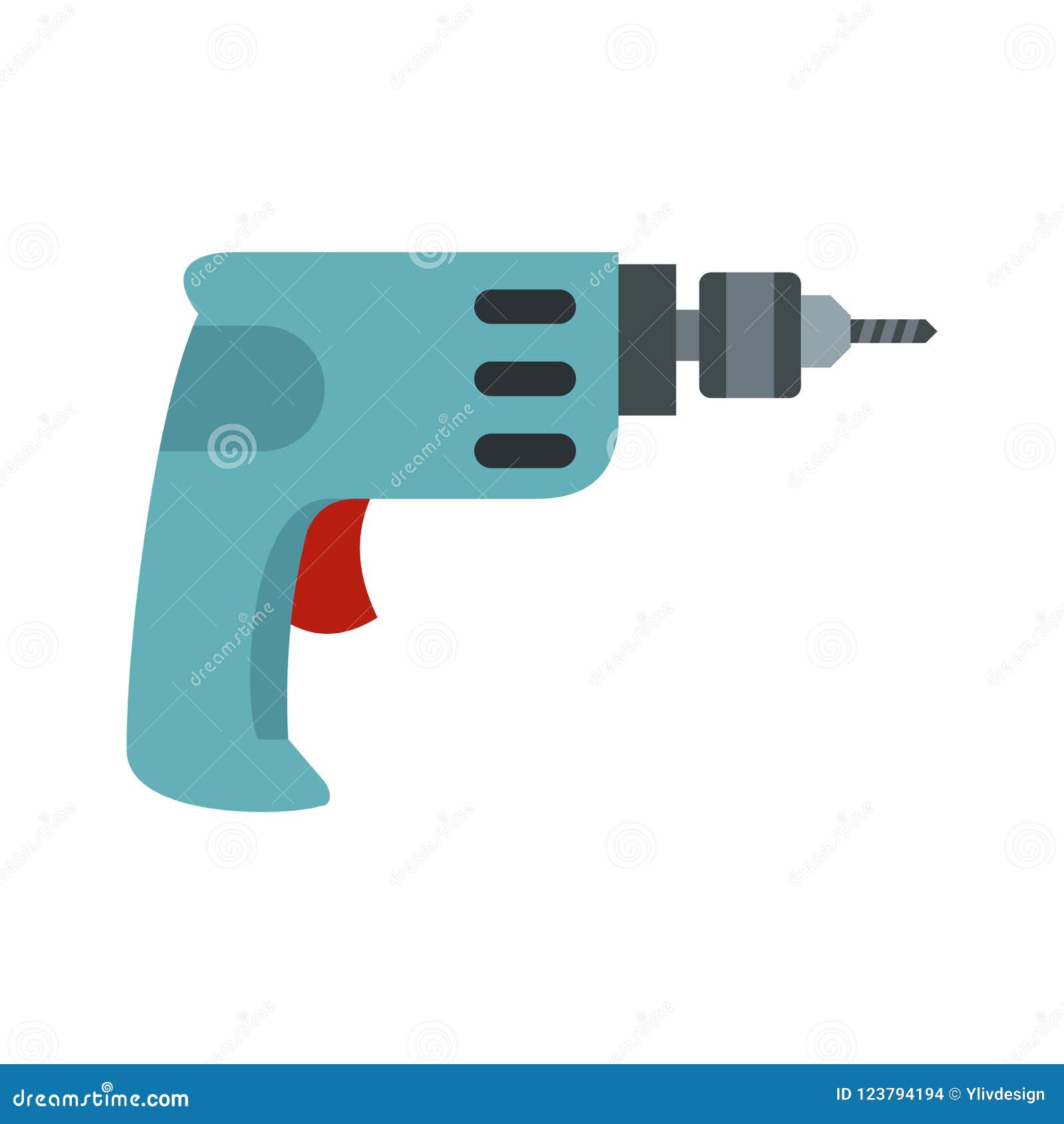 Drill icon, flat style stock illustration. Illustration of drilling ...