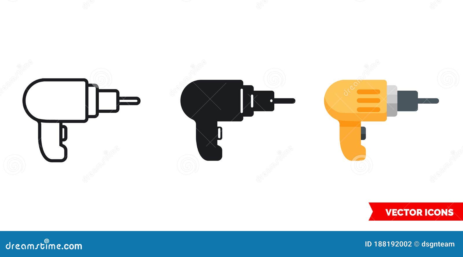 Drill Icon of 3 Types. Isolated Vector Sign Symbol. Stock Vector ...
