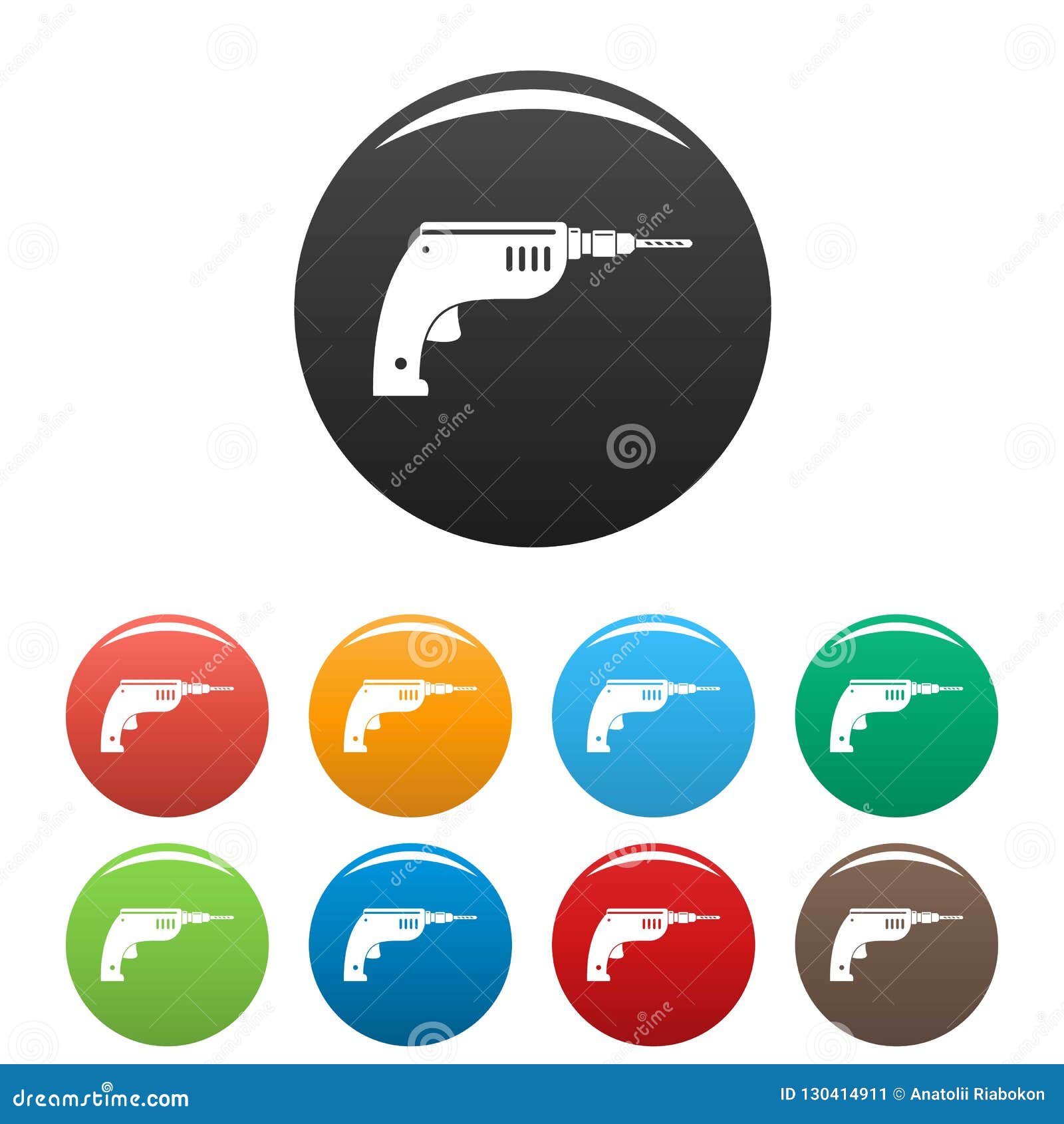 Drill icons set color stock vector. Illustration of instrument - 130414911