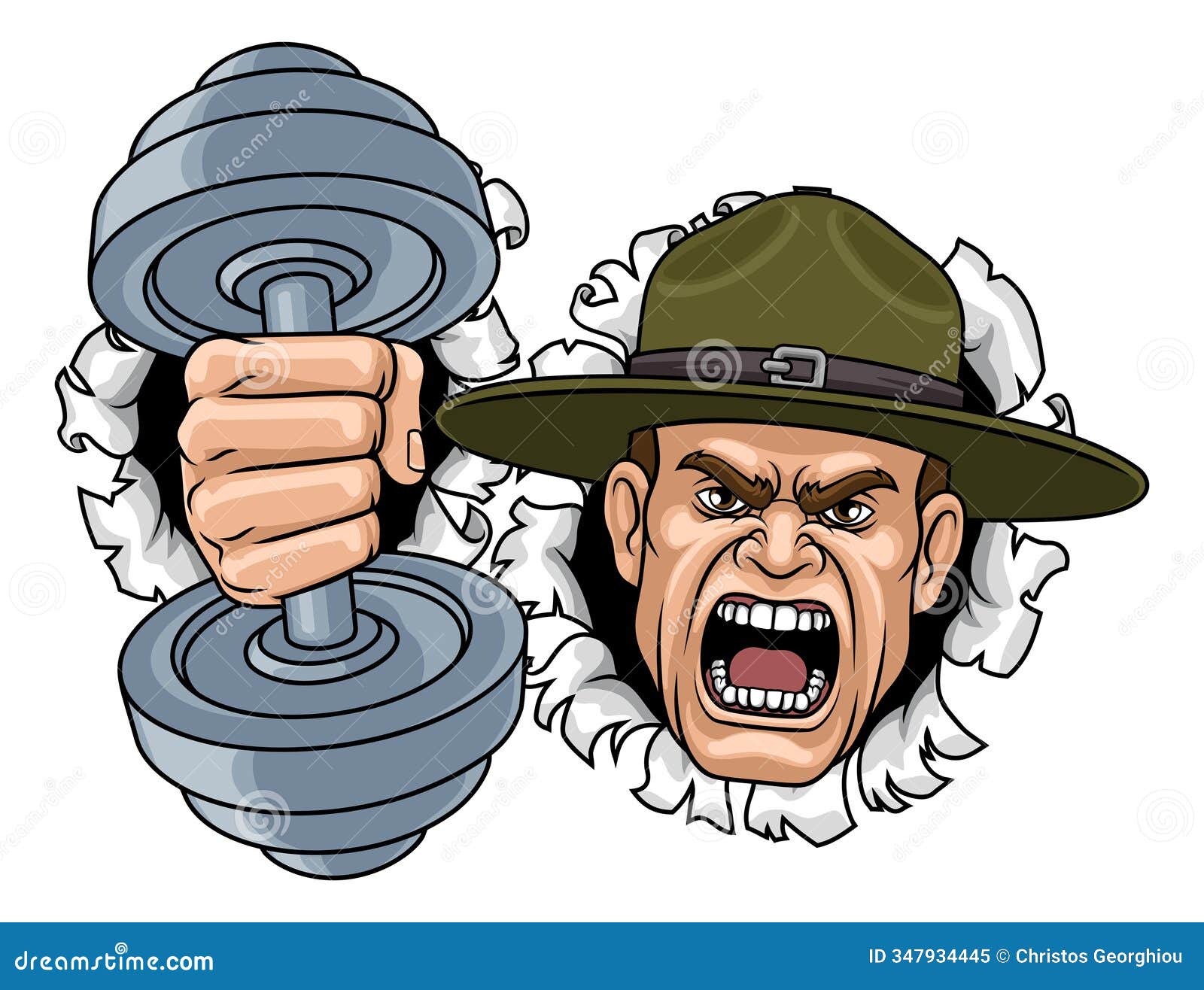 Angry Drill Sergeant Cartoon Vector Illustration | CartoonDealer.com ...