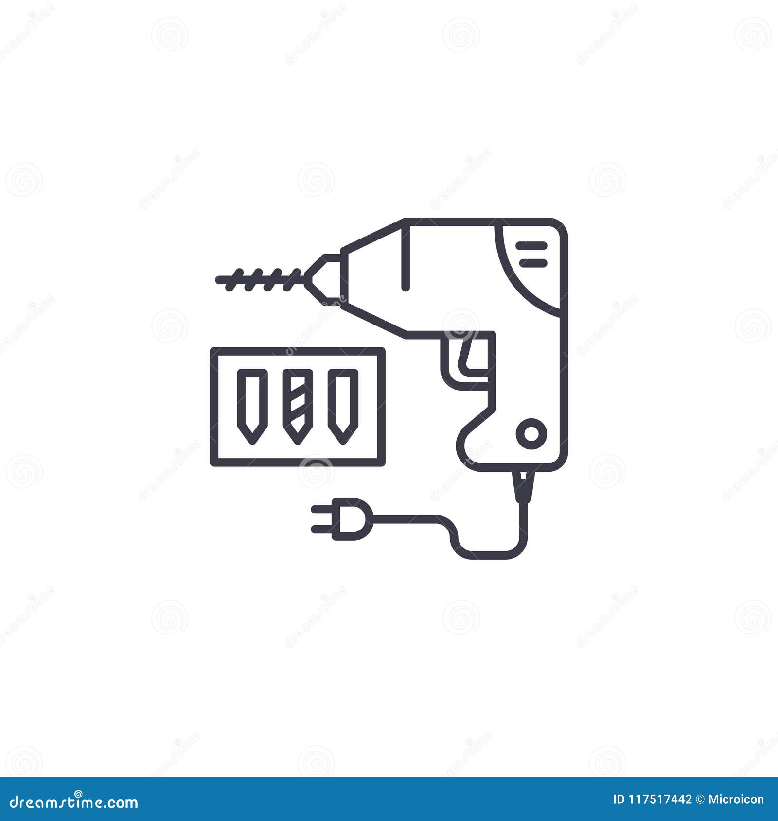 Drill Linear Icon Concept. Drill Line Vector Sign, Symbol, Illustration ...