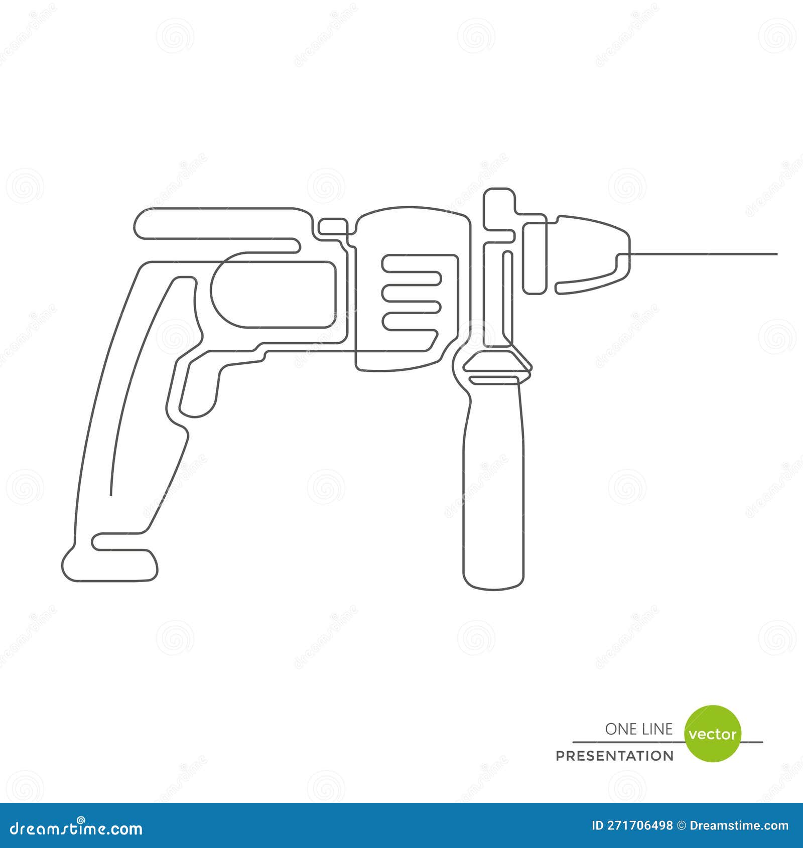 Drill .Locksmith Tool for Work.One Line Drawing.Vector Illustration ...