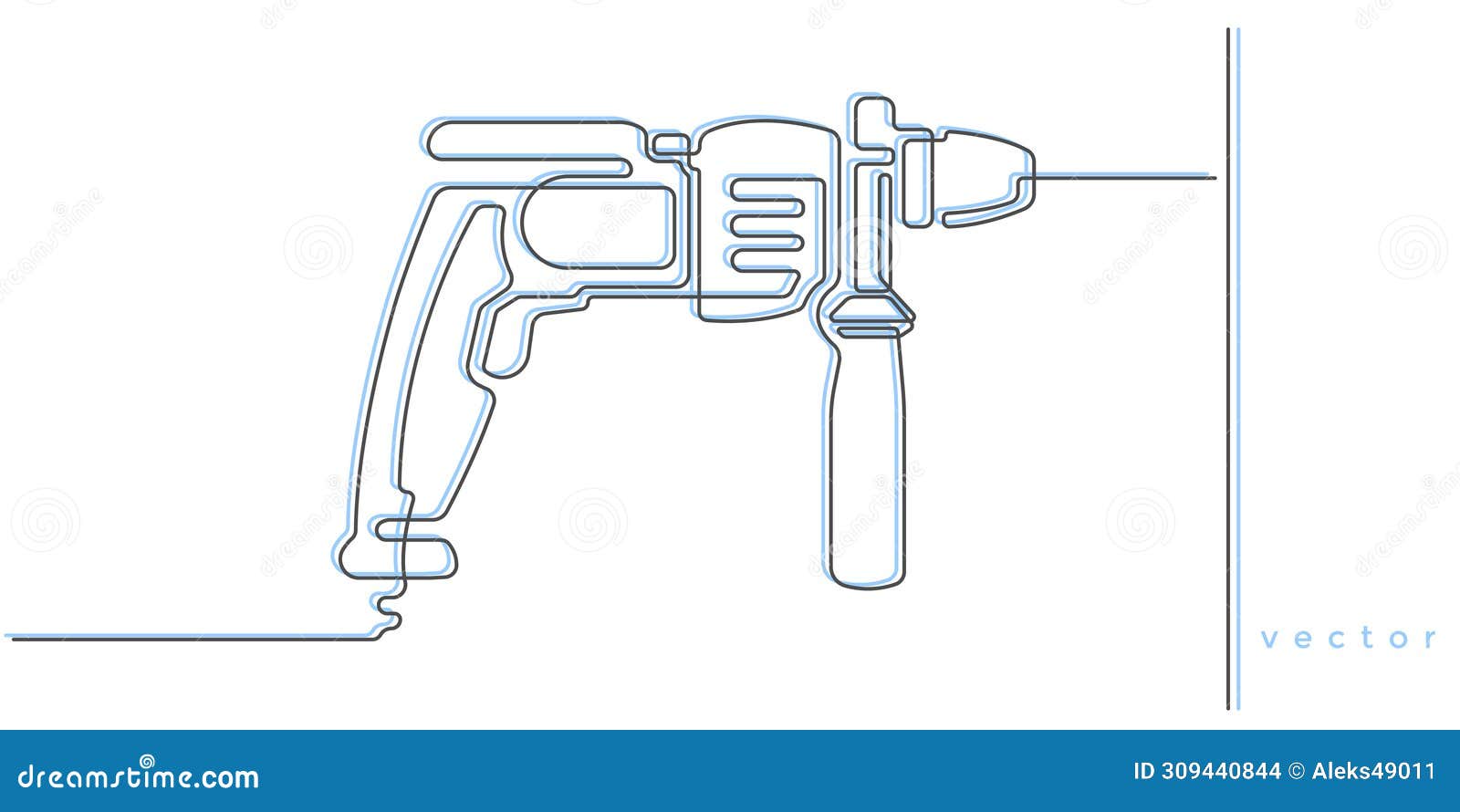 Drill .Locksmith Tool for Work.One Line Drawing..Vector Illustration ...