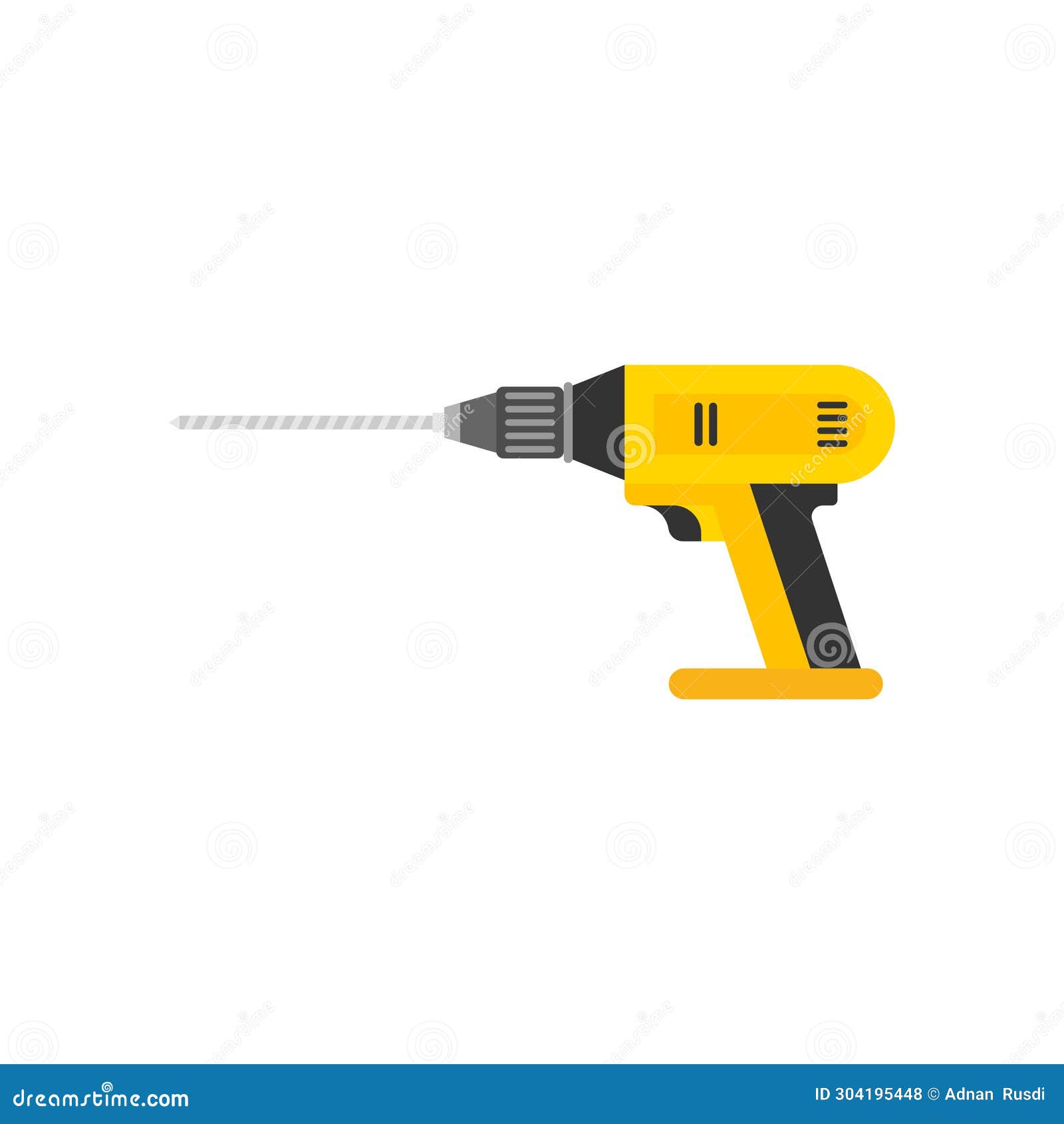 Drill Machine Flat Design Vector Illustration Isolated on White ...