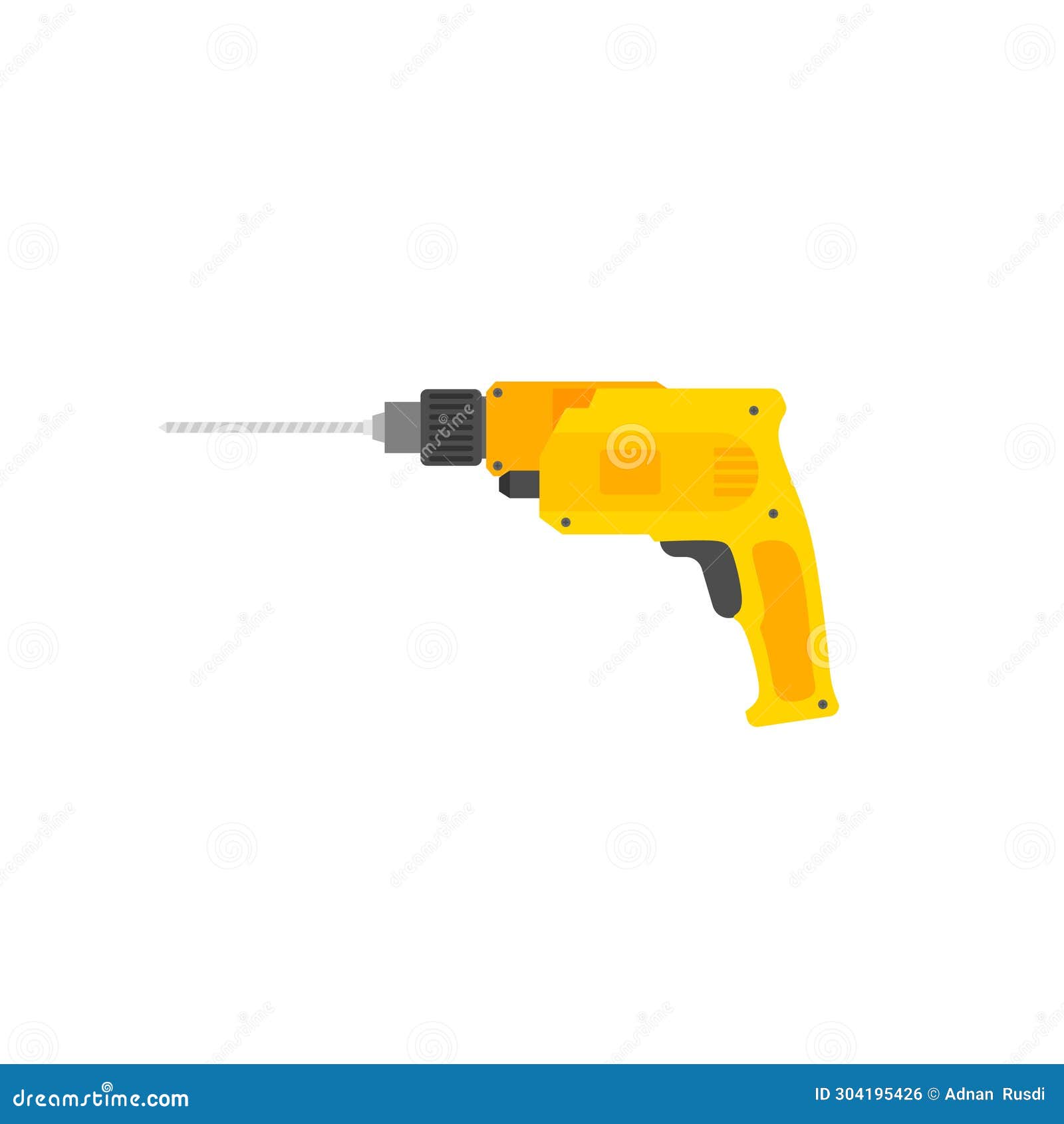 Drill Machine Flat Design Vector Illustration Isolated on White ...