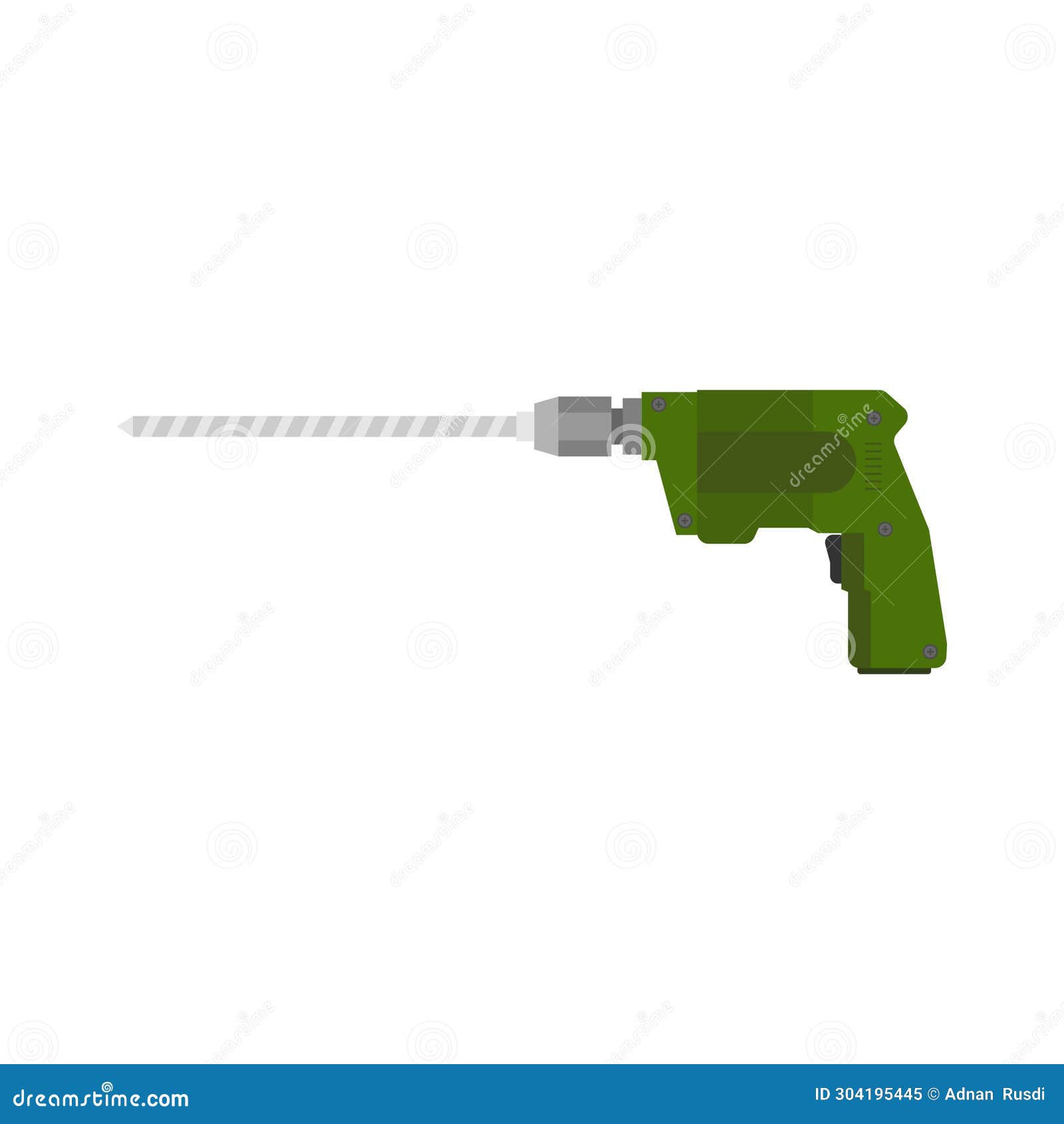 Drill Machine Flat Design Vector Illustration Isolated on White ...