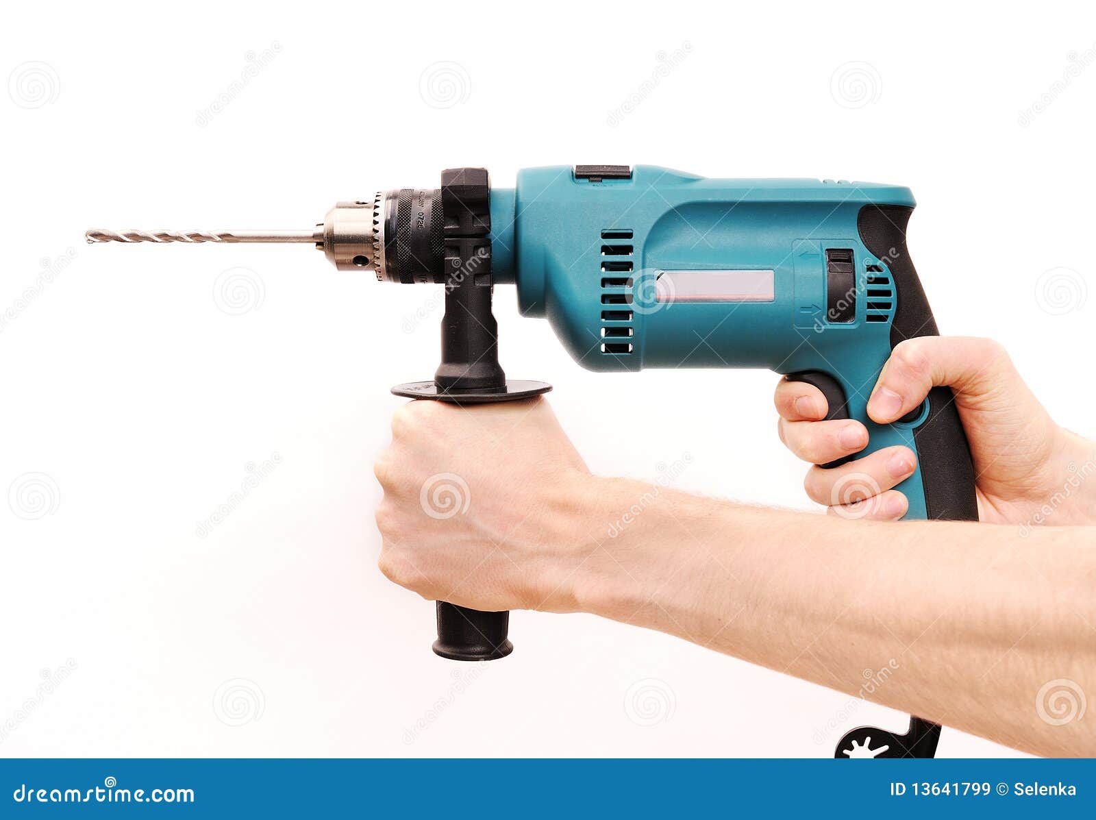 Drill in man hands stock image. Image of home, handle - 13641799