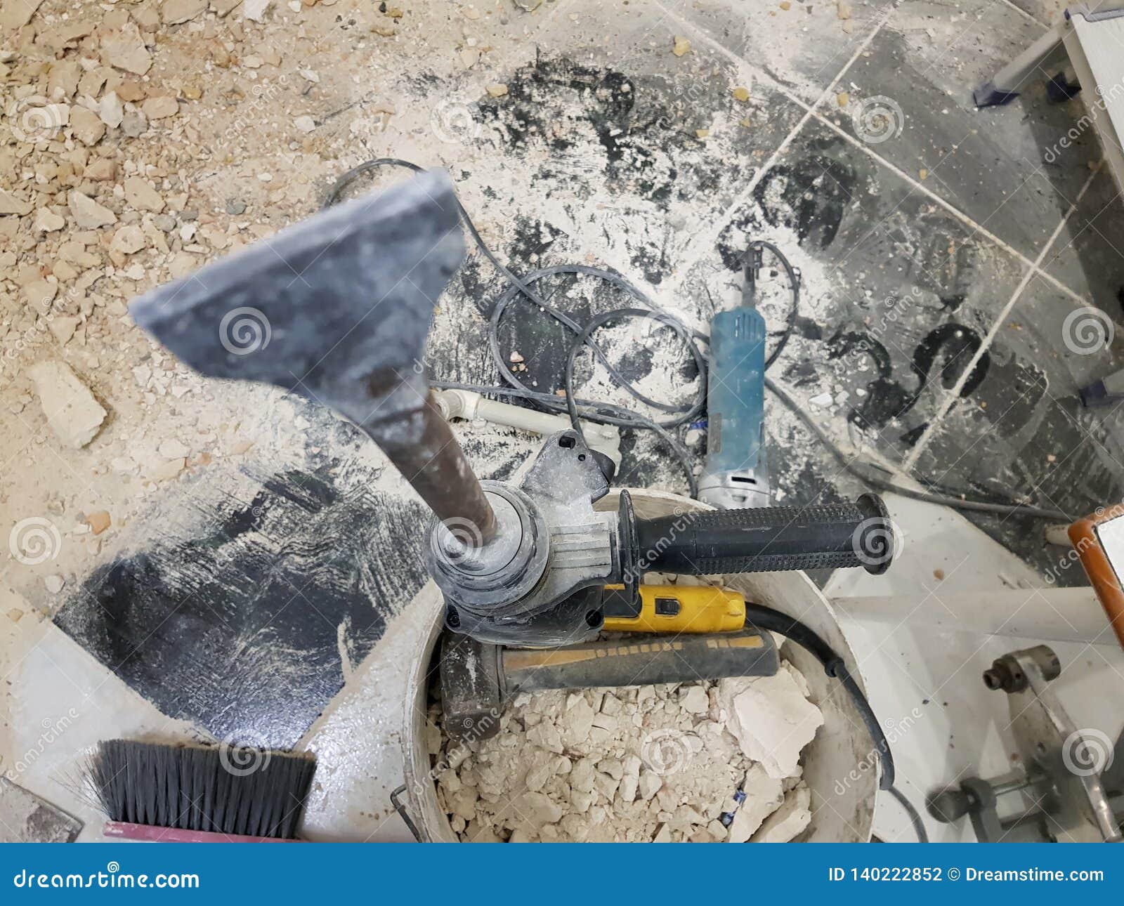 Drill from the Perforator, Chisel and Gates in the Brick Wall and ...