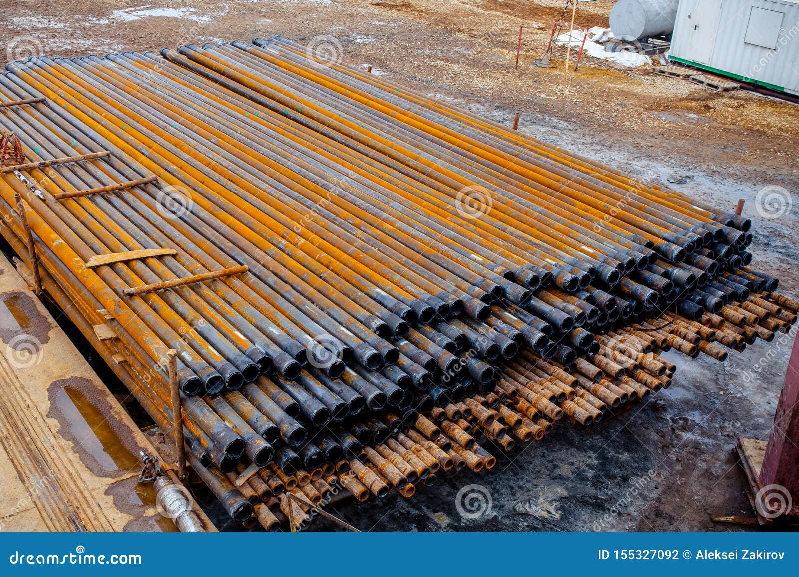 Stack Of Oil Well Intemediate Casing Bundles Stock Image ...