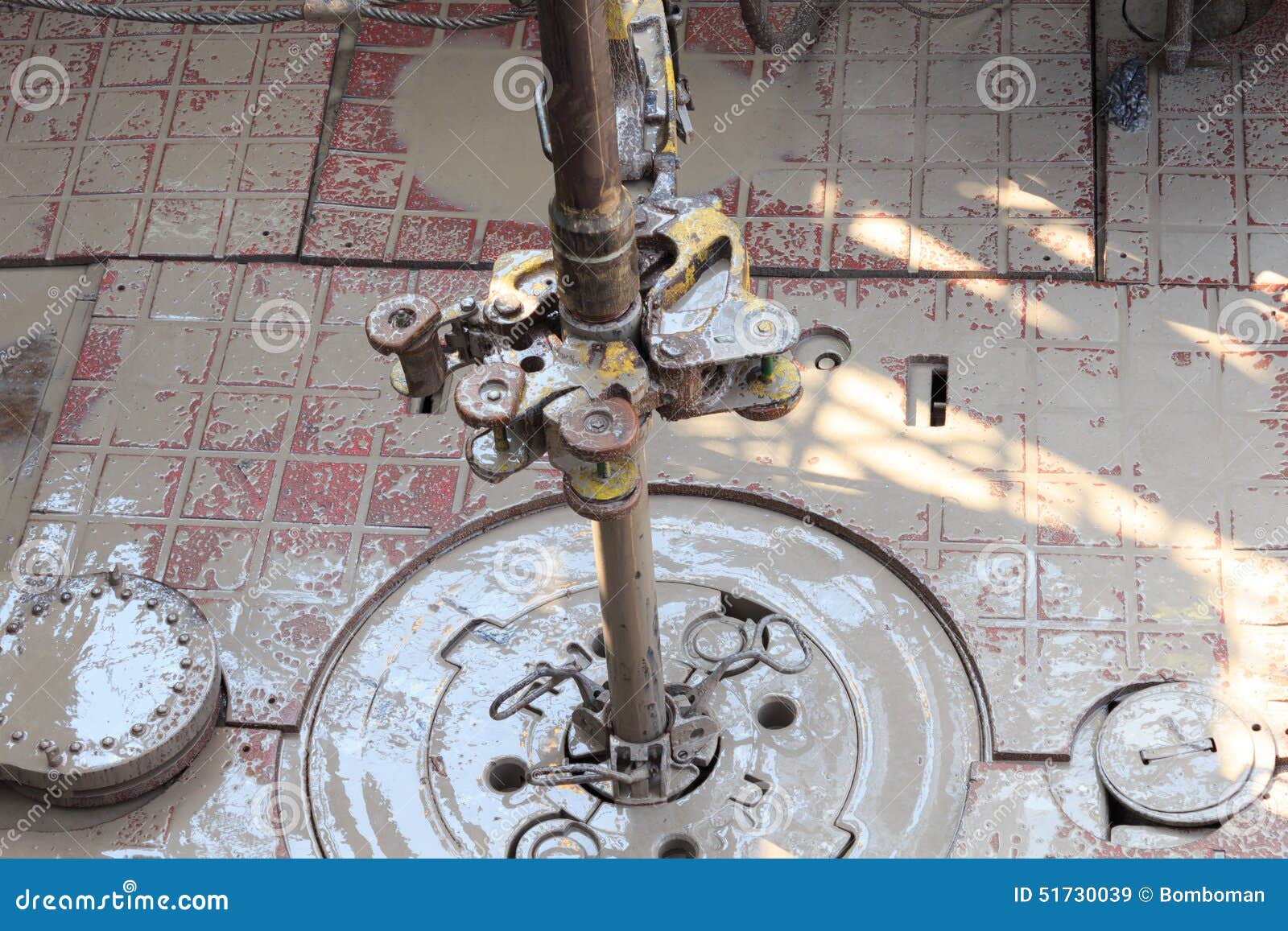 Drill Pipe and Rig Tong on the Rig Floor while Making Up Stock Image ...
