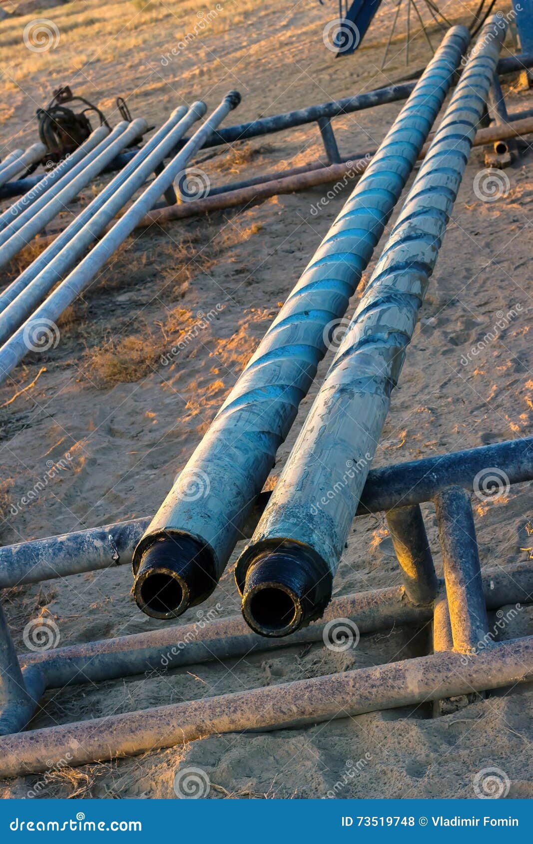 Drill pipes. stock photo. Image of larch, bath, leaves - 73519748