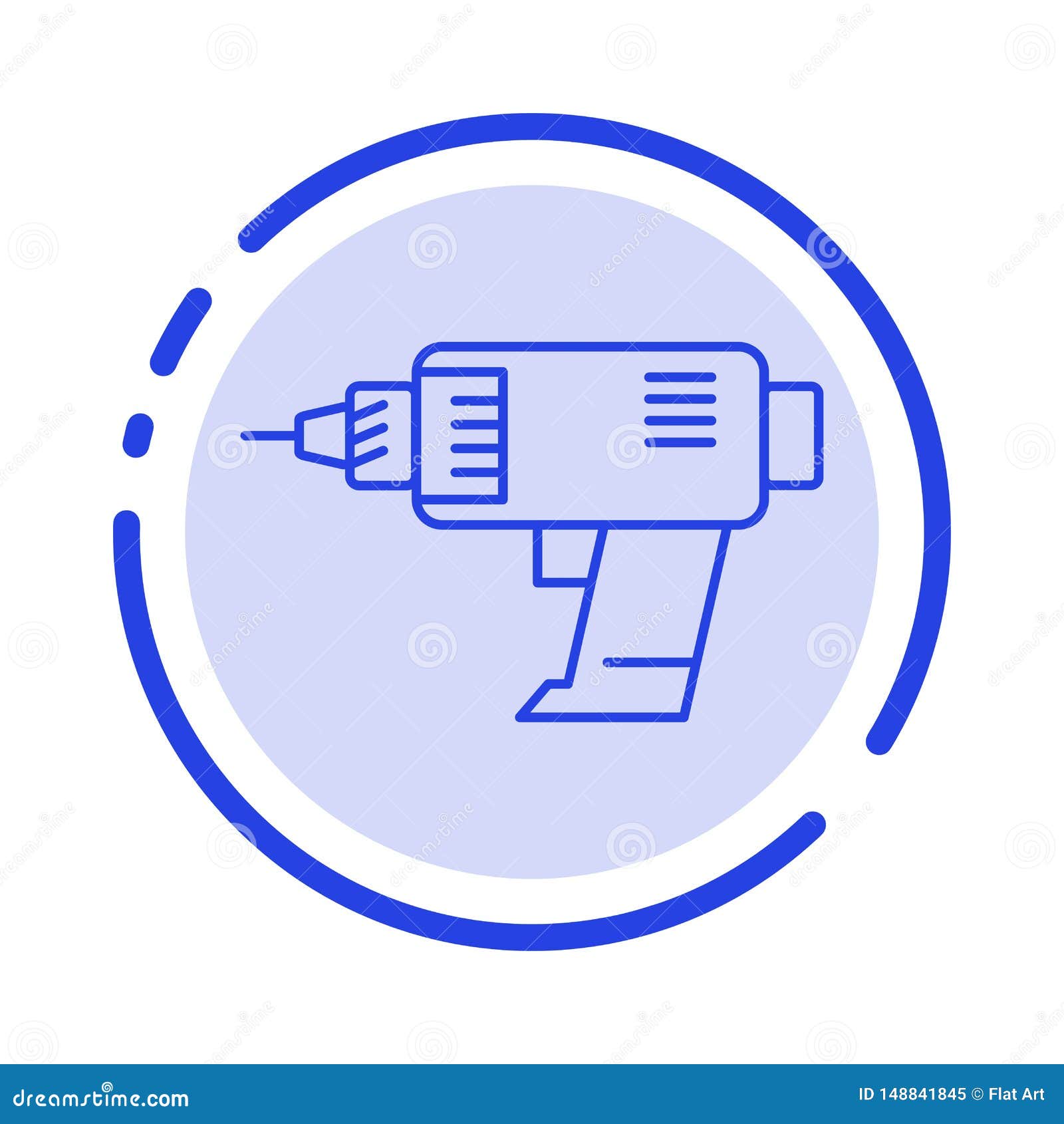Drill, Power, Machine, Cordless, Electronics Blue Dotted Line Line Icon ...