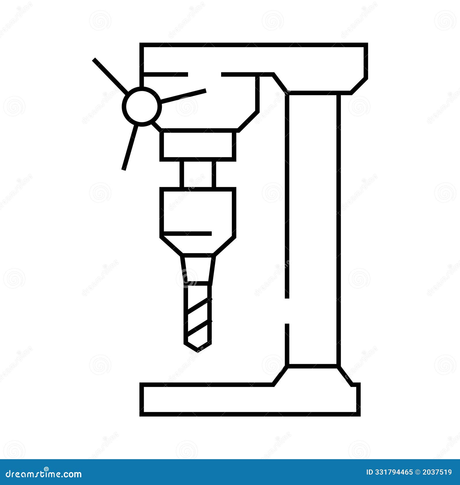 Drill Press Tool Work Line Icon Vector Illustration Stock Illustration ...